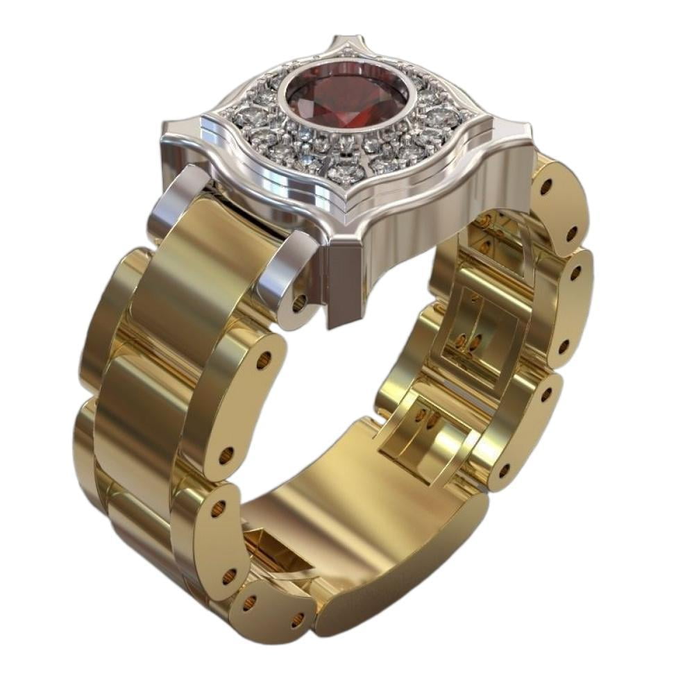 PERITANG Mens Titanium Ring Wedding Band Cubic Zirconia Domineering ...