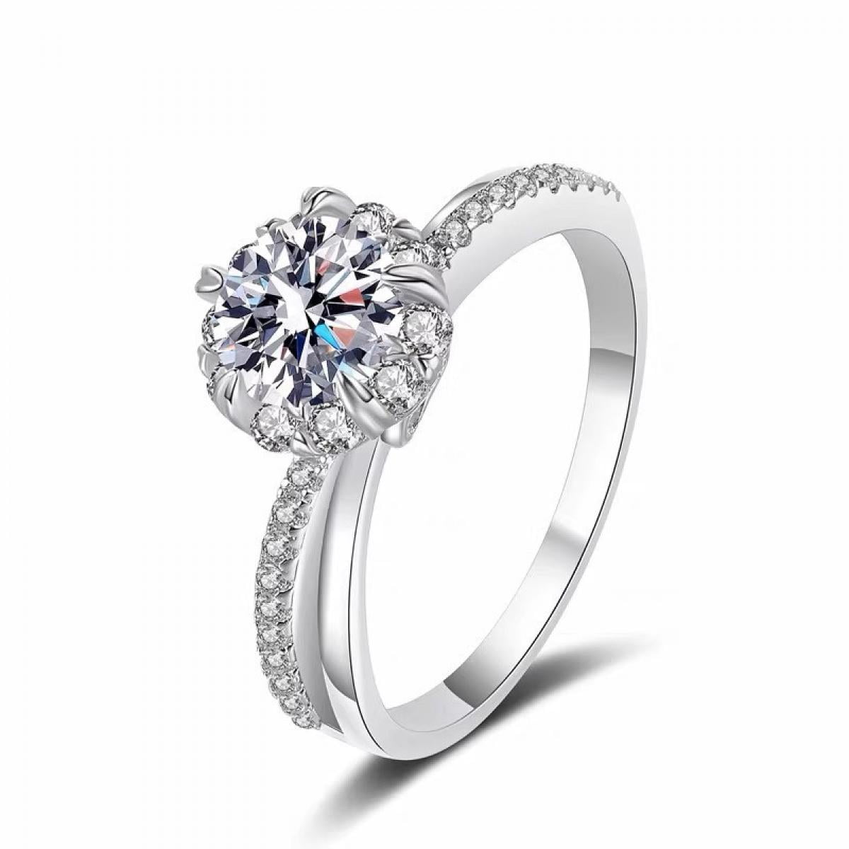 PERITANG Six-Claw Moissanite Ring 1 Karat Couple Engagement Seeking ...