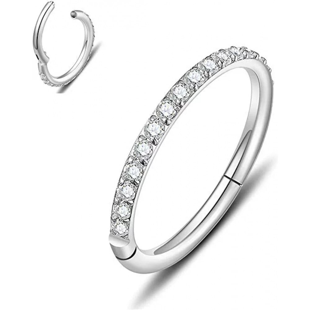 PERITANG Titanium Micro Cubic Zirconia Hinged Nose Hoop Ring Body ...