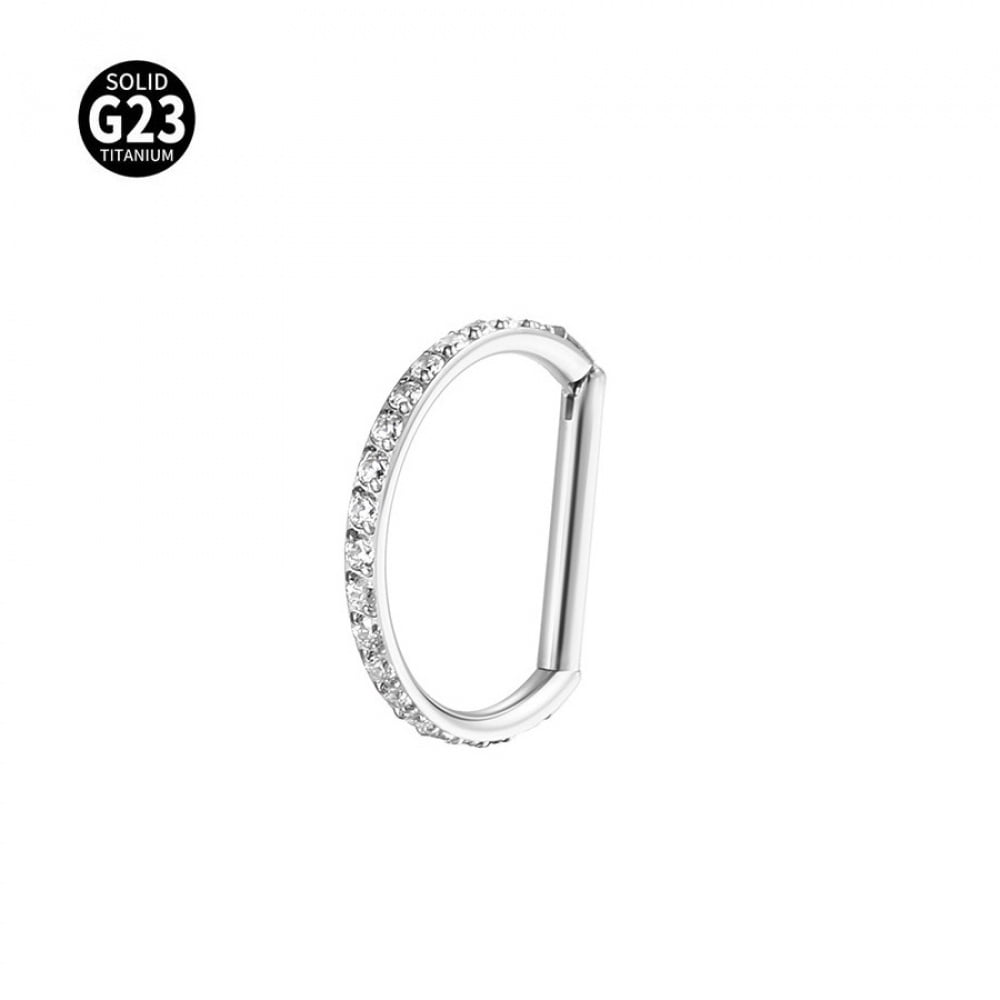 PERITANG Titanium Micro Cubic Zirconia Hinged Nose Hoop Ring Body ...
