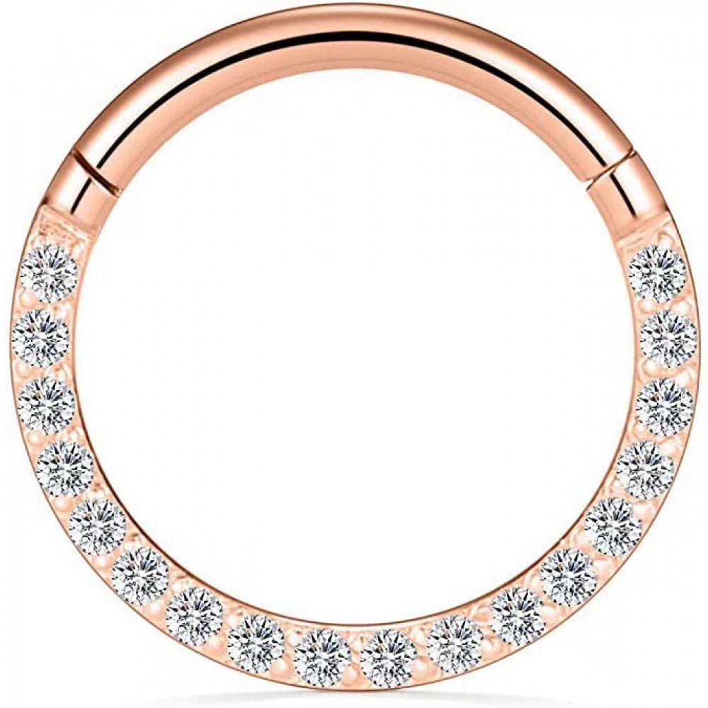 PERITANG Titanium Micro Cubic Zirconia Hinged Nose Hoop Ring Body ...