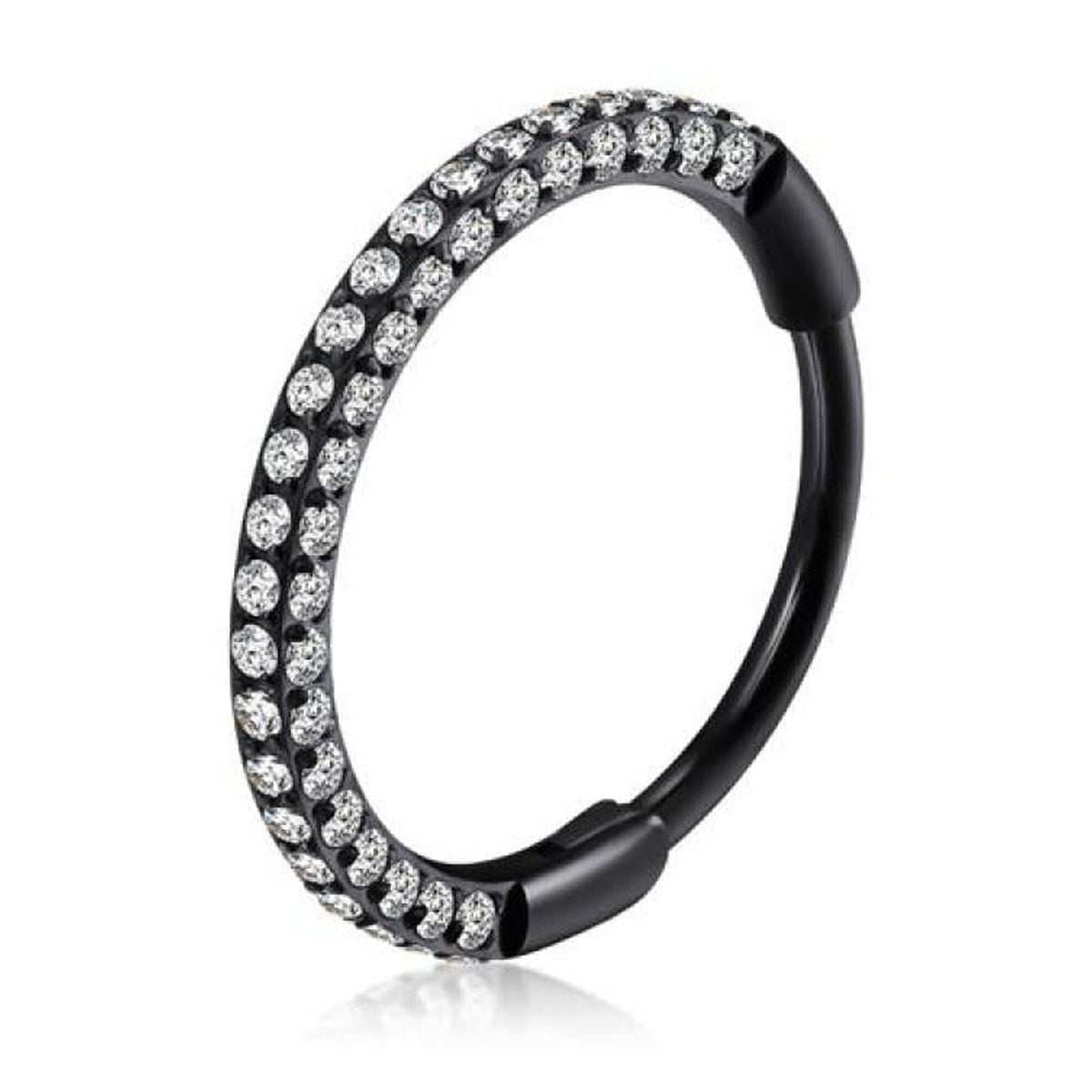 PERITANG Titanium Triple Sided Micro Gem Hinged Nose Hoop Beauty Mark ...