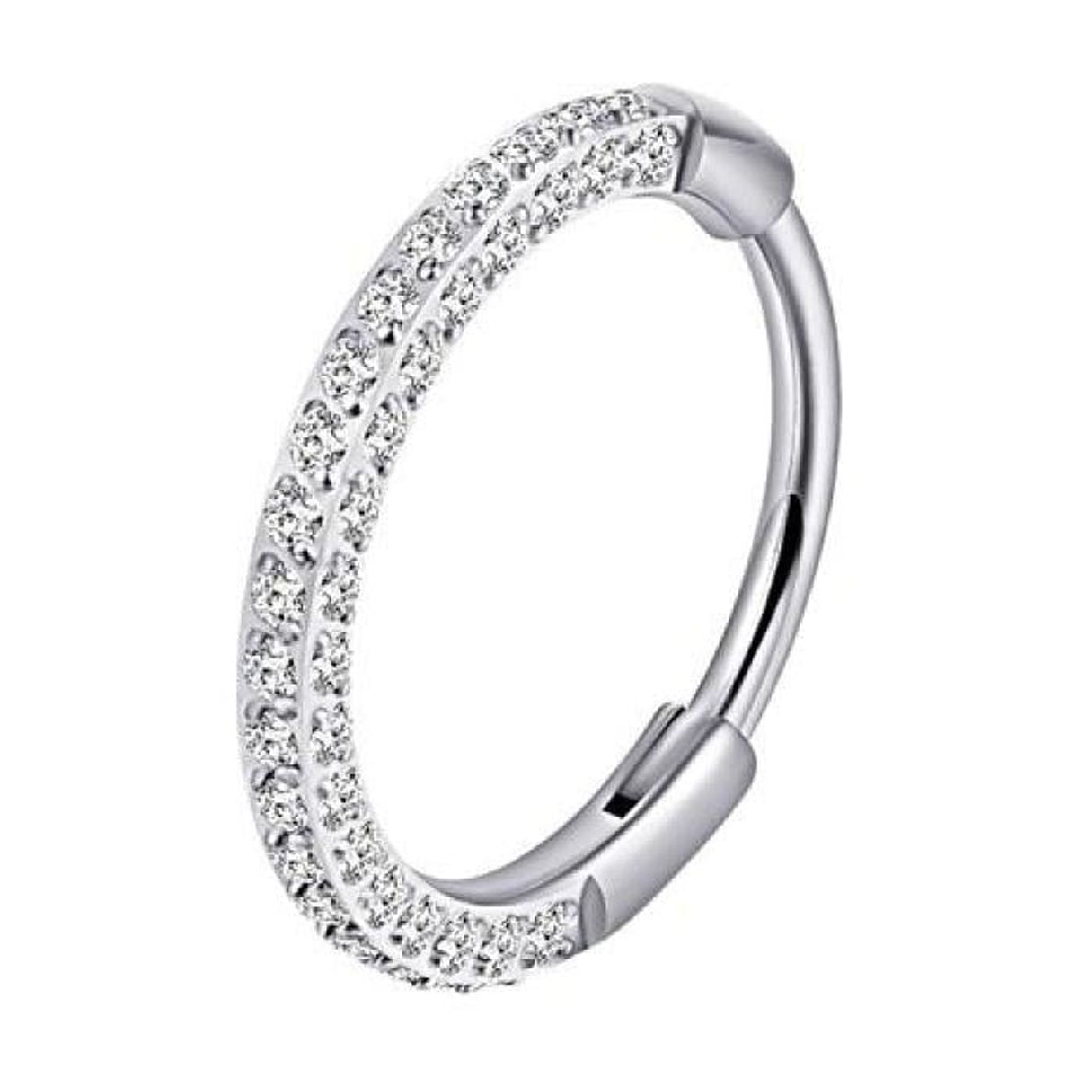 PERITANG Titanium Triple Sided Micro Gem Hinged Nose Hoop Beauty Mark ...