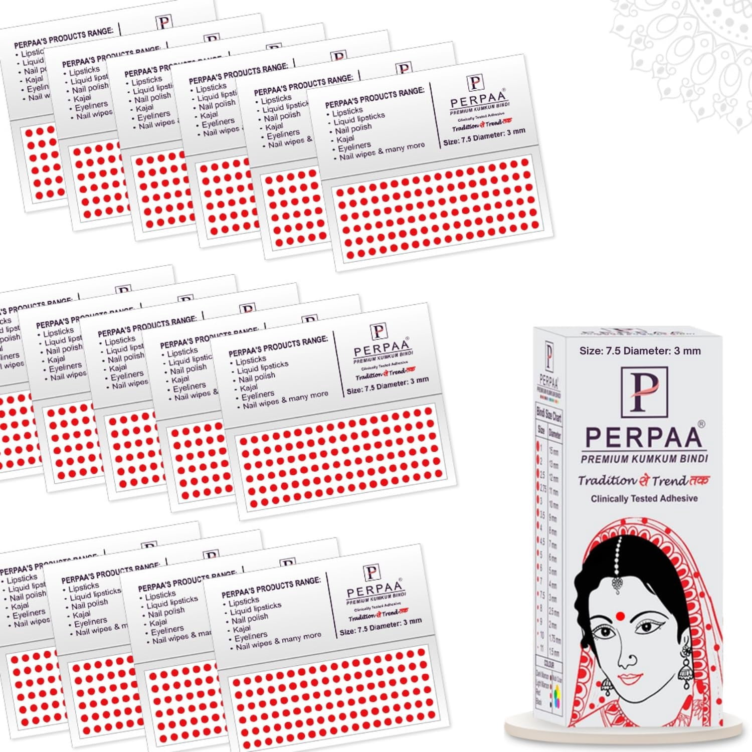 PERPAA Kumkum Red Round Bindi Book for Ladies Forehead Stick On Size 75 ...