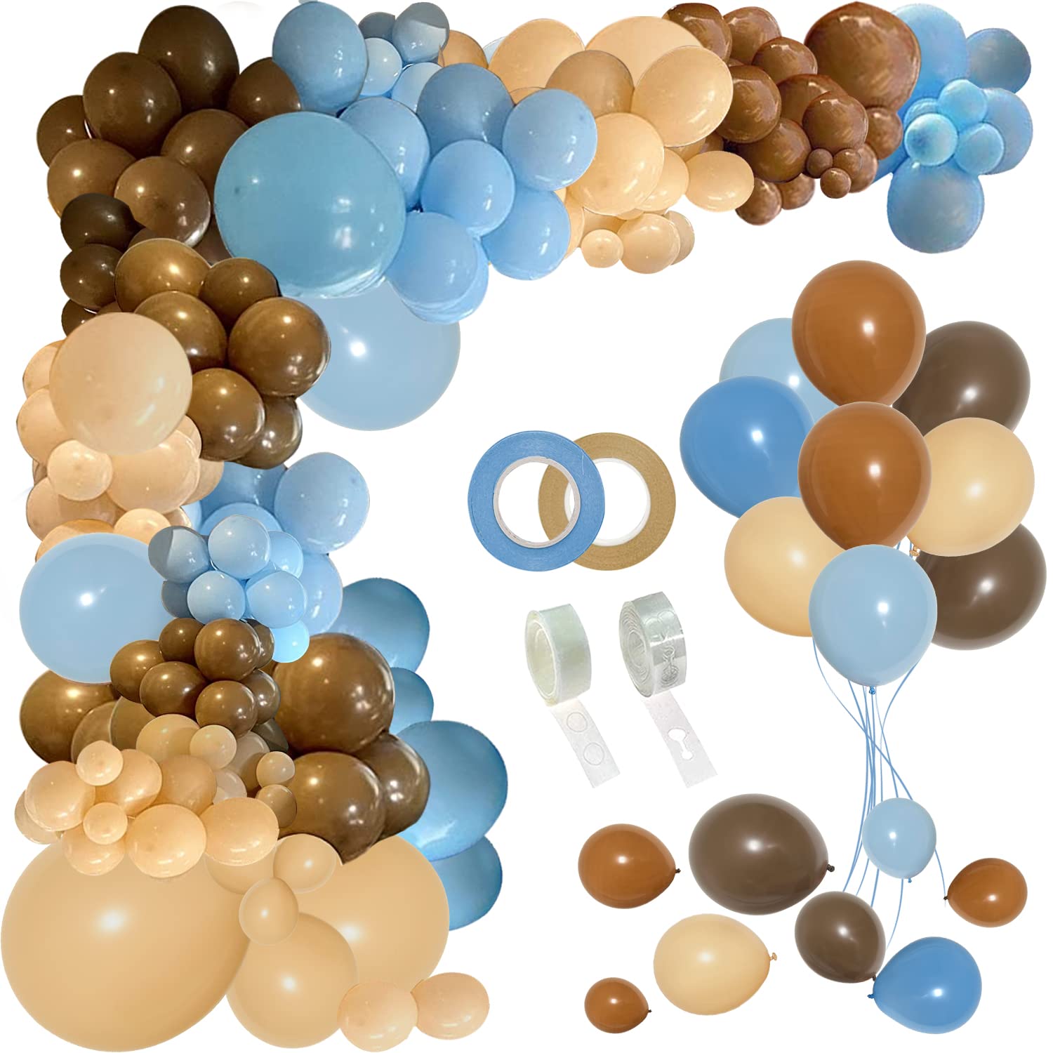PERPAOL 147PCS Blue Brown IFF17 Coffee Balloons Garland Kit, Boho Nude ...