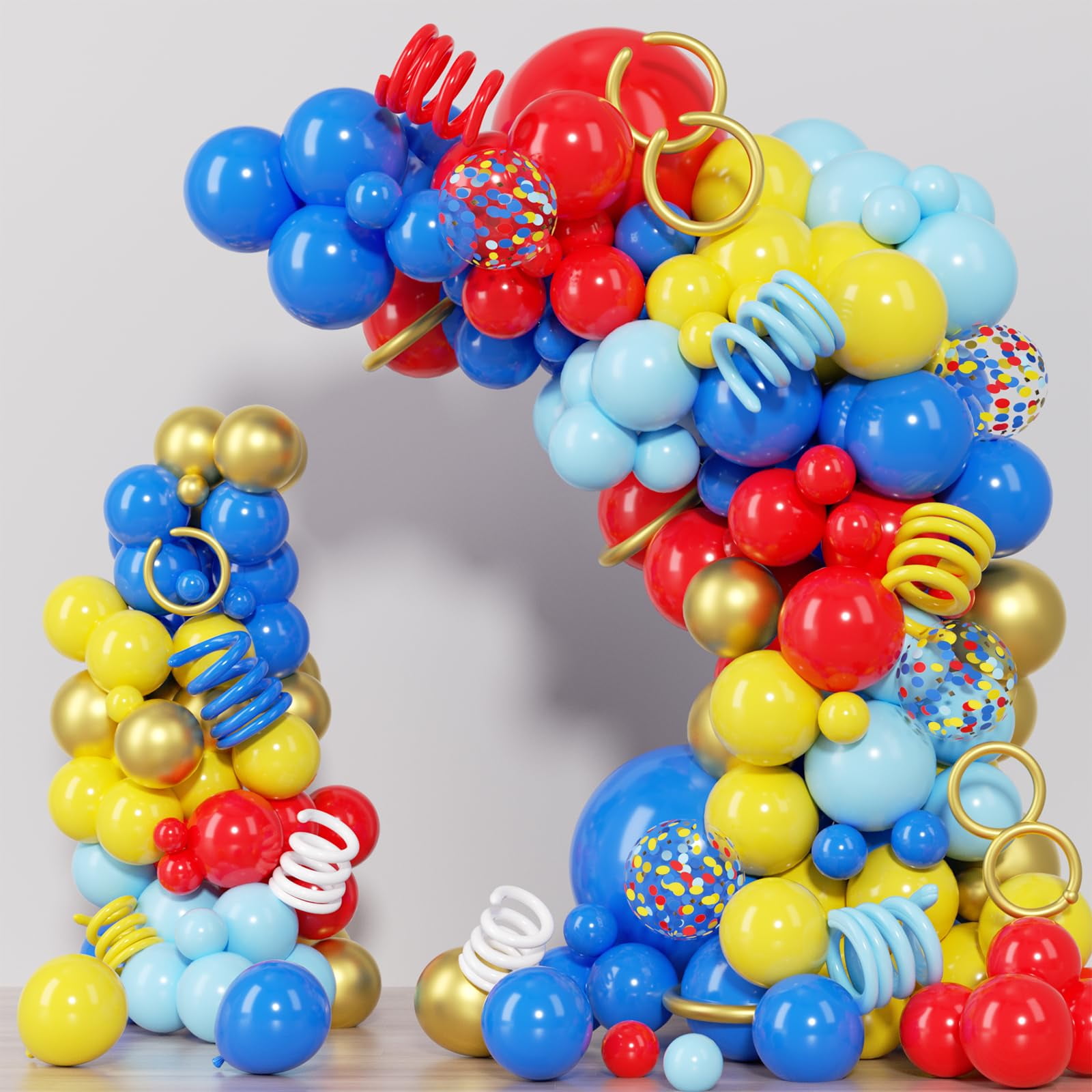 PERPAOL 150 pcsEGSC Red Yellow Blue Balloons Garland, Latex Metallic ...
