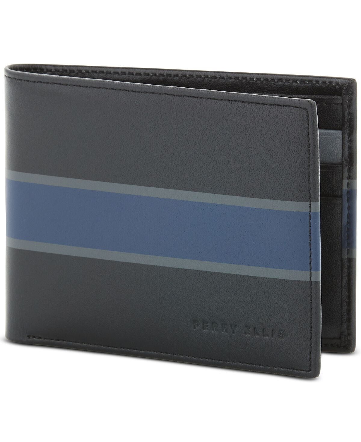 PERRY ELLIS PORTFOLIO Men's Stripe Bifold Wallet Black B4HP - Walmart.com