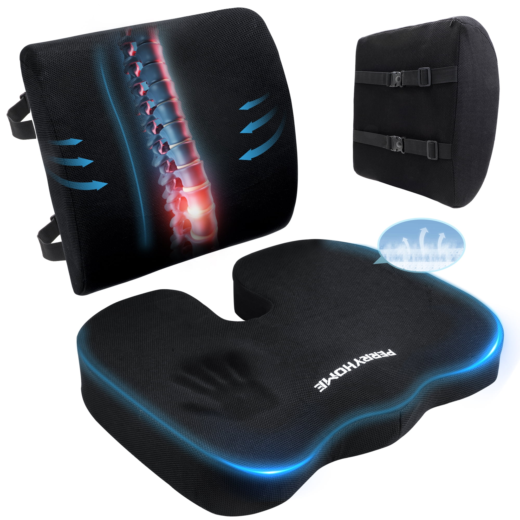 PERRYHOME Seat Cushion for Office Chair, Car Seat, Lumbar Support ...