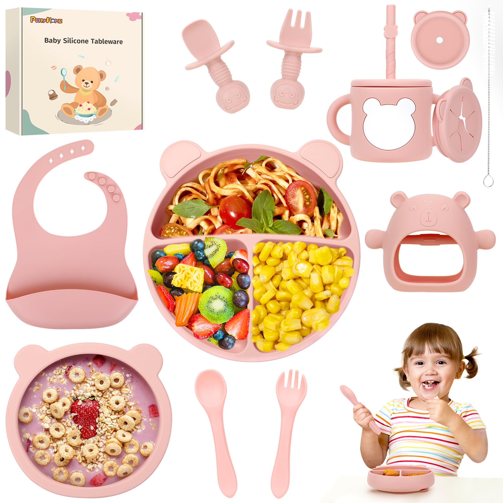 PERRYHOME Silicone Baby Feeding Set, 12pcs Safe Baby Led Weaning ...