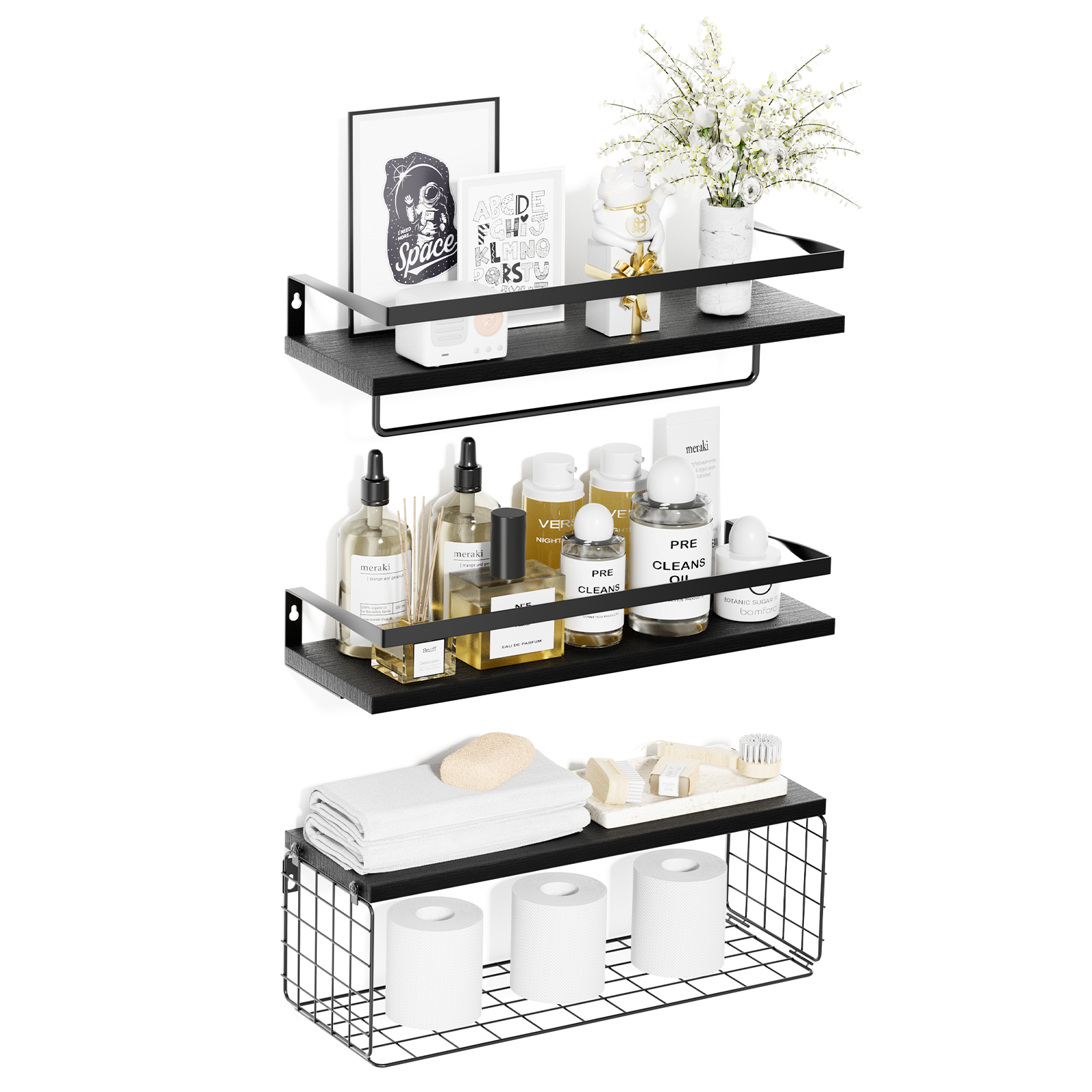 2Pcs White Metal Wire Basket For Wire Wall -Wall Mount Hanging ...