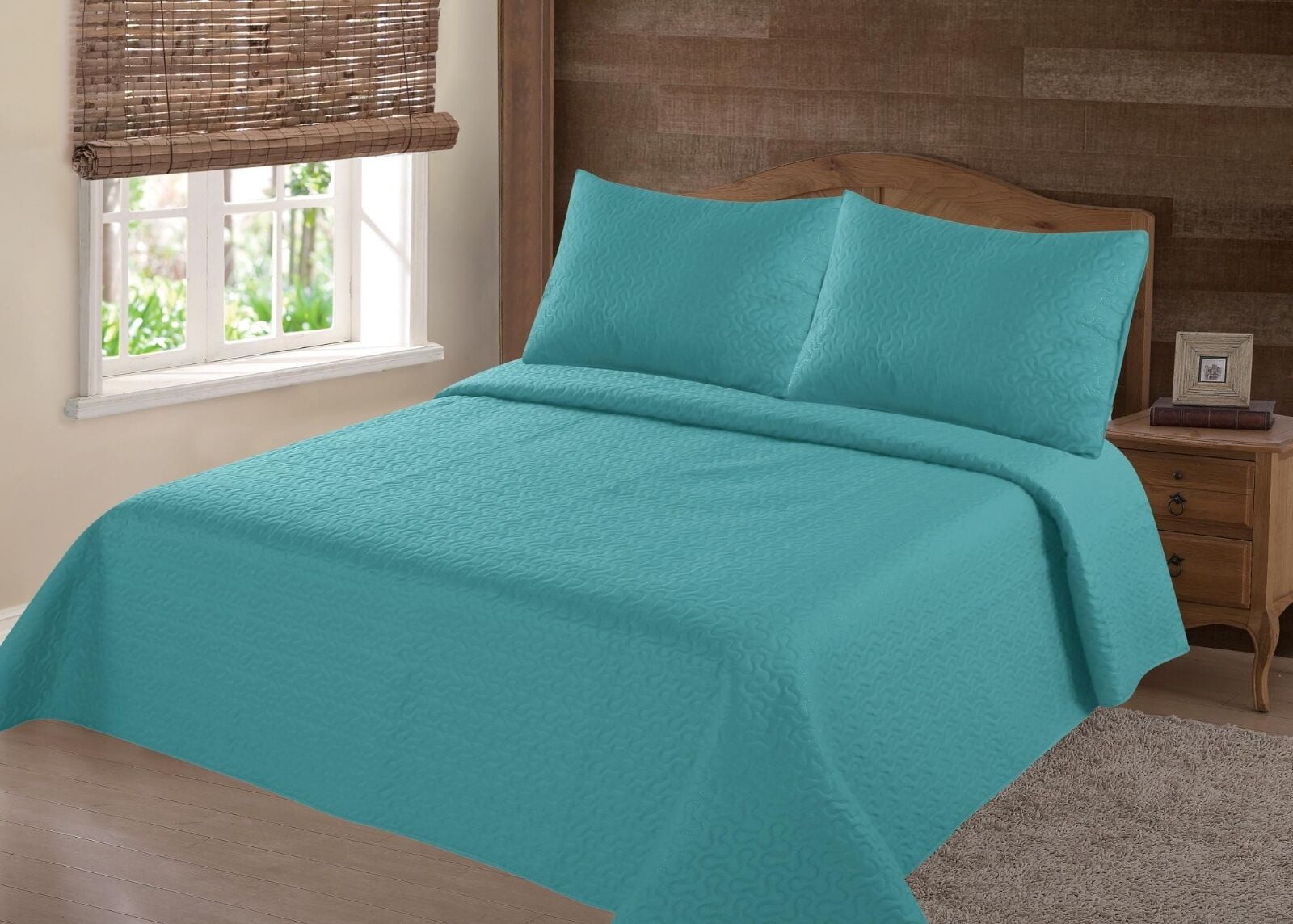 PERSIAN EYGYPTION COLLECTION QUEEN NENA TURQUOISE SOLID CLOSOUT QUILT ...