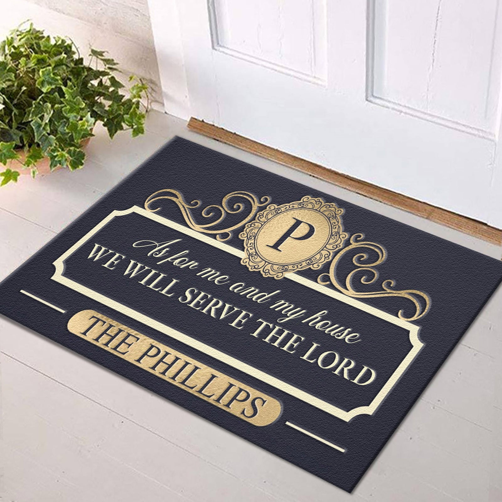 PERSONALIZED ELEGANT FAMILY HOME SERVE THE LORDs DOORMAT Polyester ...