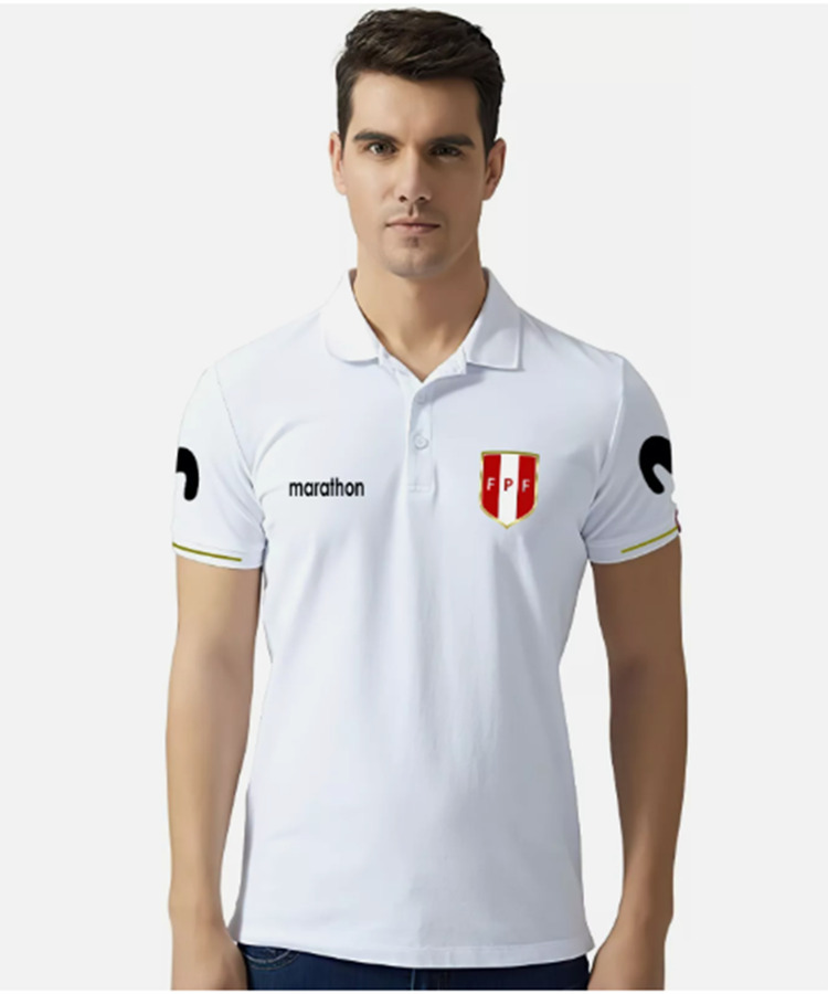 PERUVIAN brand new polo shirt pique cotton STYLE MARATH peru WHITE ...