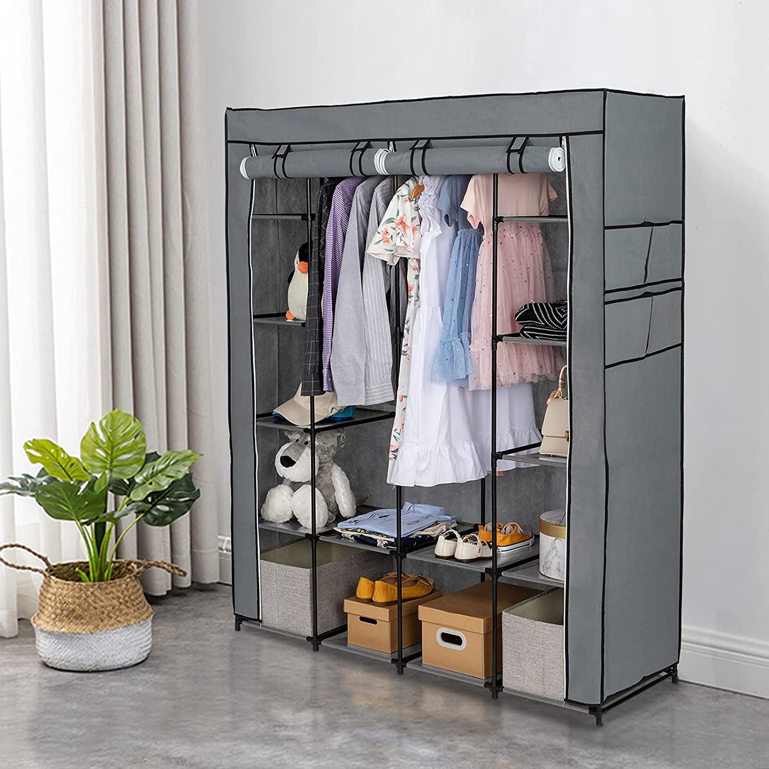PERUYQ 69" Portable Closet Wardrobe, Freestanding Closet Wardrobe with ...