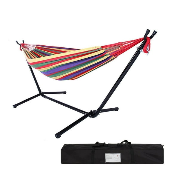 PERUYQ 9 Ft Double Hammock with Stand Two Person Hammock Adjustable ...