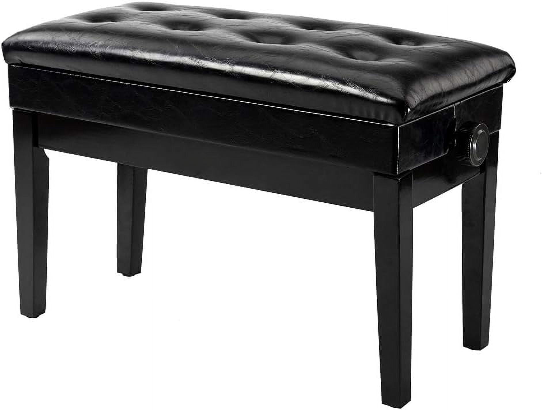 PERUYQ Adjustable Duet Piano Bench with Storage Black Faux Leather ...