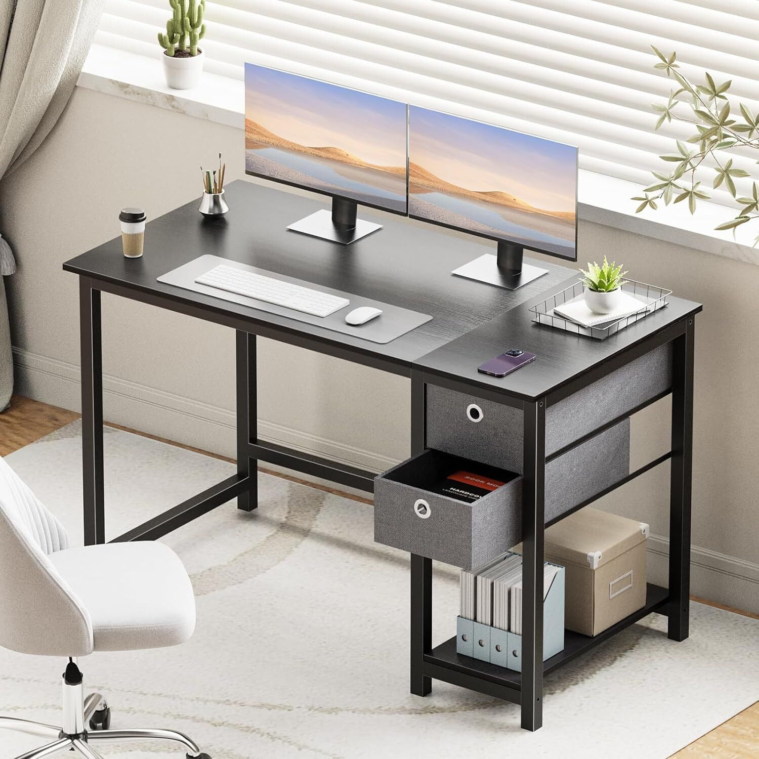PERUYQ Computer Office Desk with Storage, Gamingdesk Writingdesk ...
