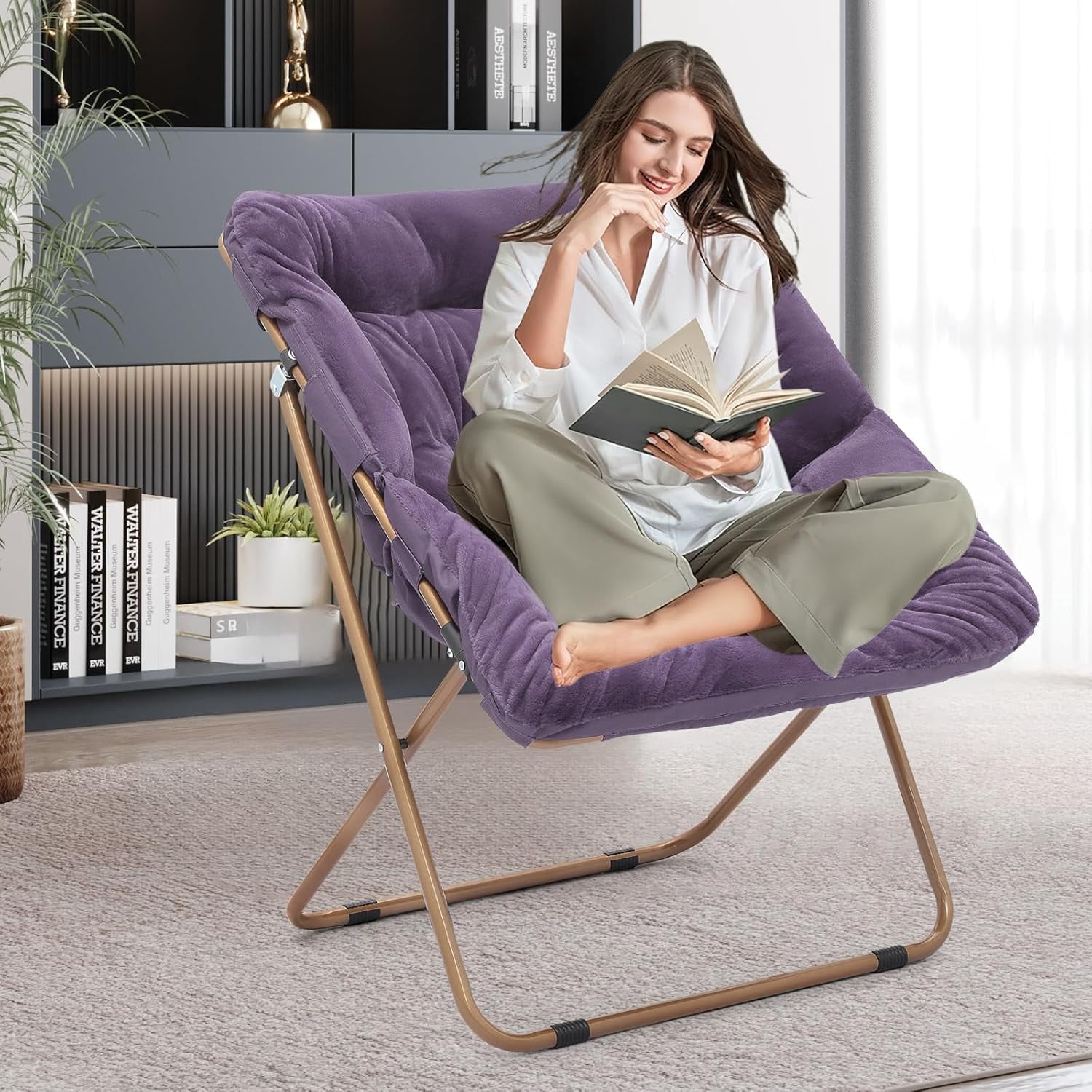 PERUYQ Foldable Oversized Moon Chair, Large Soft Lazy Cozy Comfortable ...