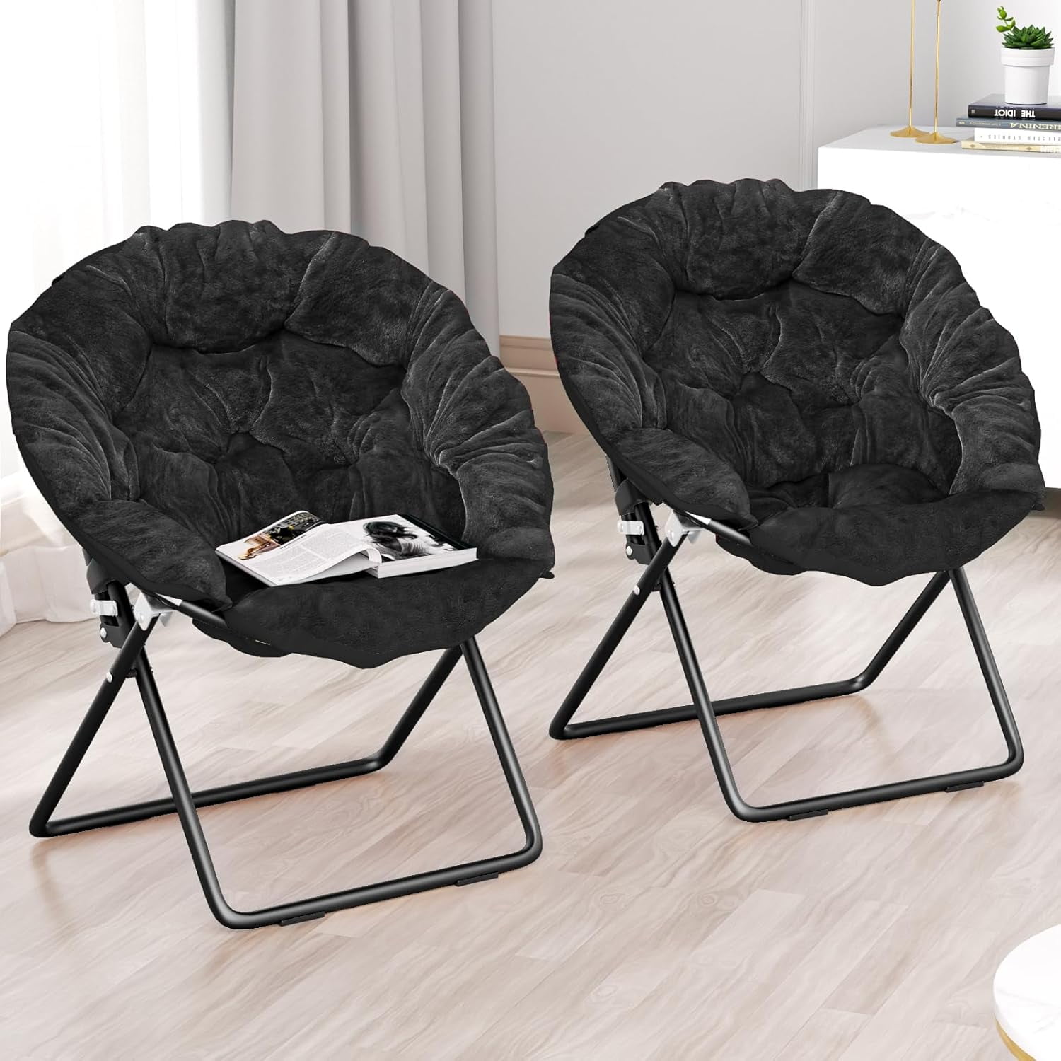 PERUYQ Foldable Oversized Moon Chairs Set of 2, Large Soft Lazy Cozy ...