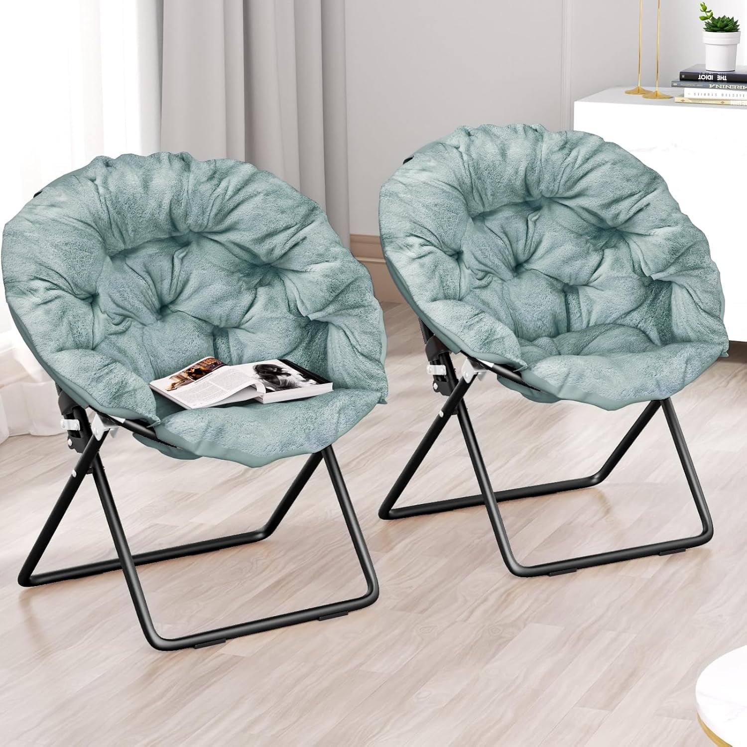 PERUYQ Foldable Oversized Moon Chairs Set of 2, Large Soft Lazy Cozy ...