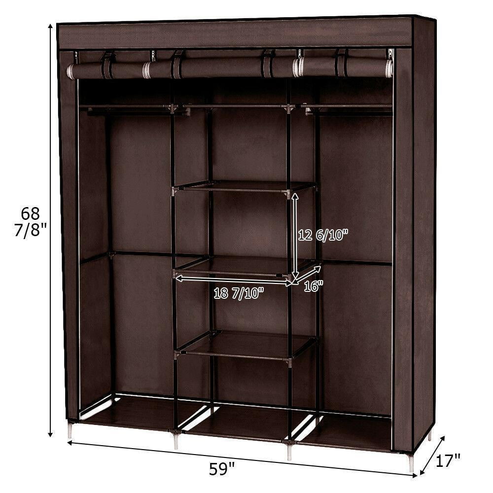 PERUYQ Portable Clothes Closet, Non-Woven Fabric Wardrobe with 2 ...