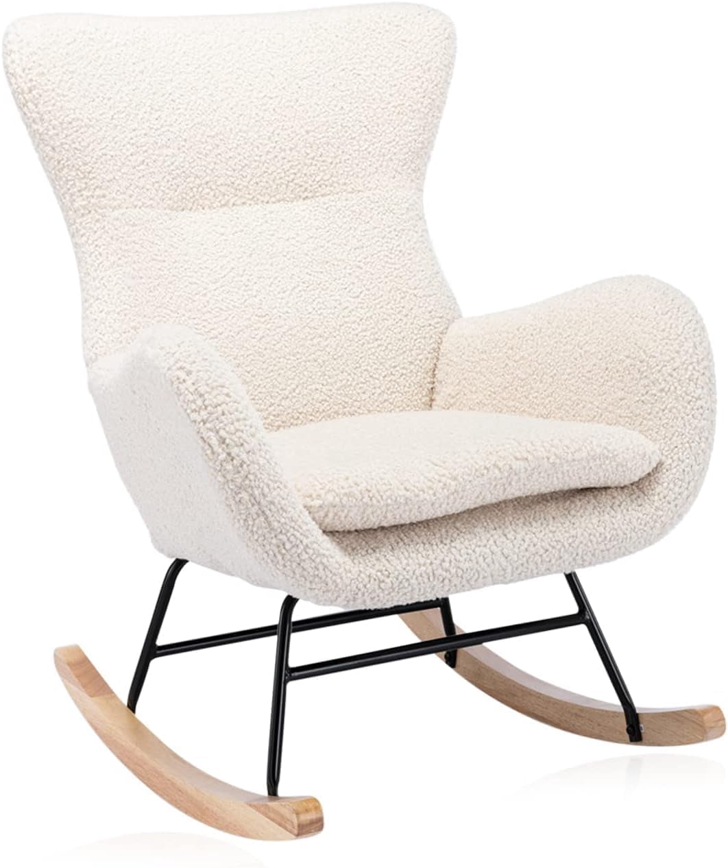 PERUYQ Rocking Chair with High Back & Armrests, Plush Velvet ...