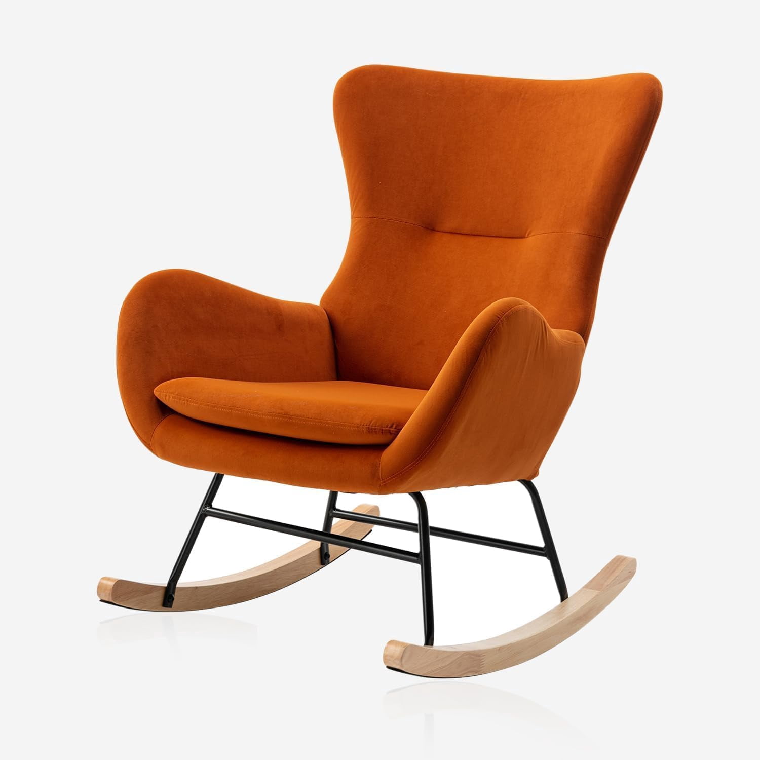 PERUYQ Rocking Chair with High Back & Armrests, Plush Velvet ...