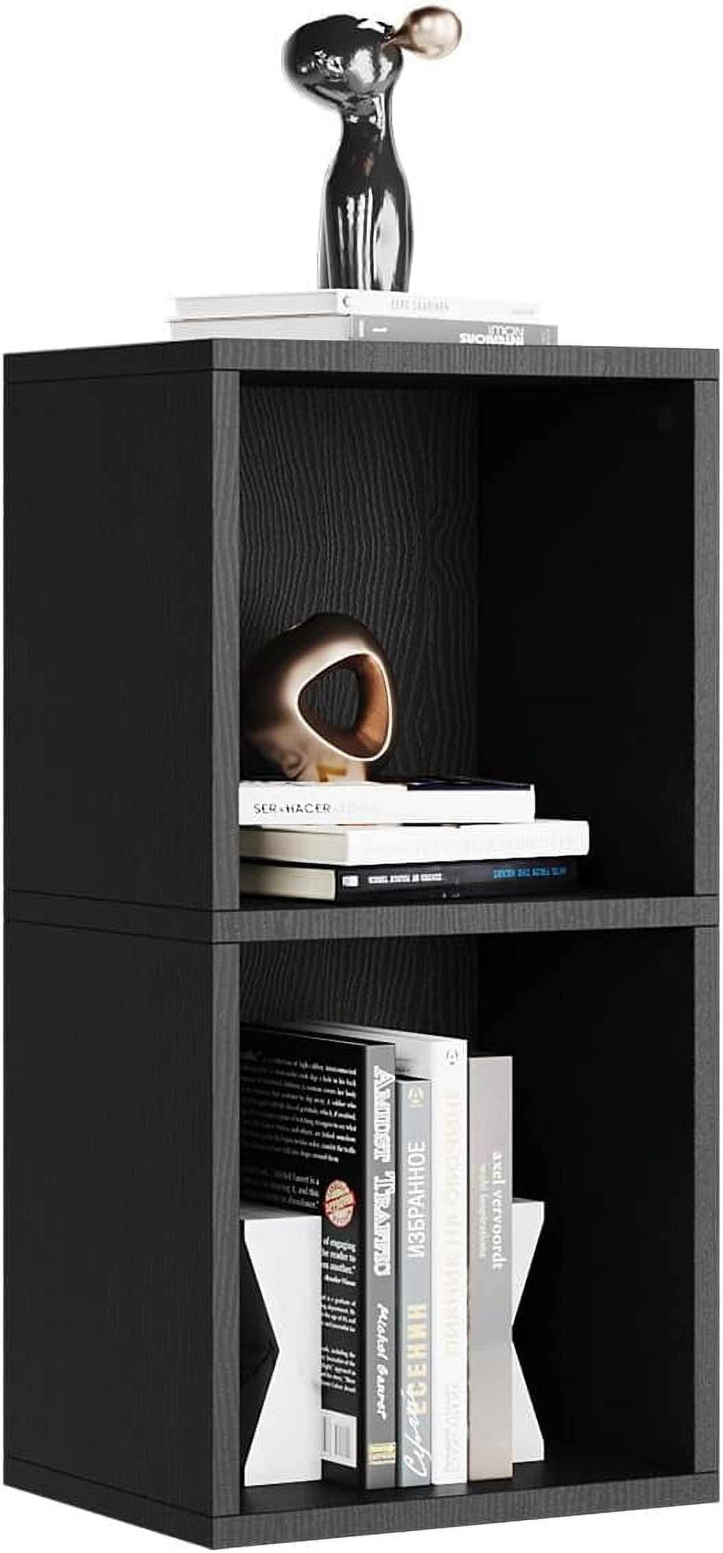 PERUYQ Small Narrow Bookshelf, 2-Tier Cube Display Rack, Modern Corner ...