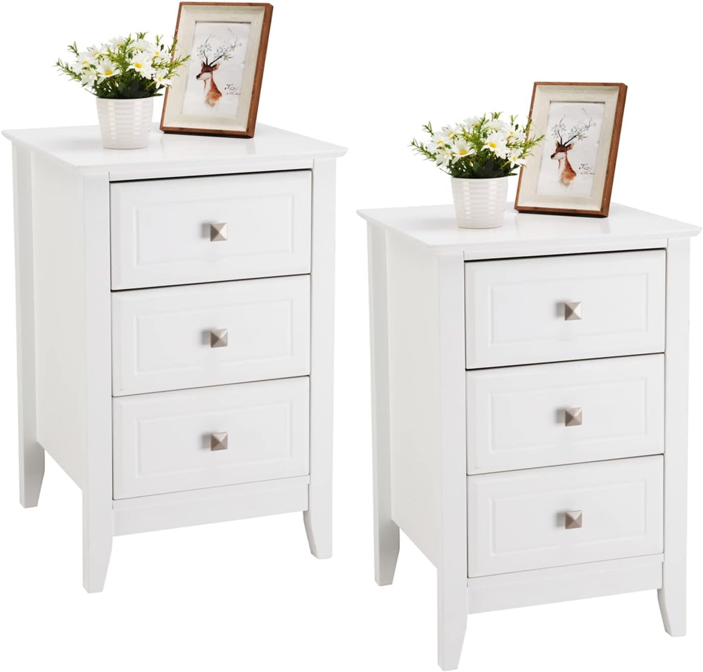 PERUYQ Upgraded White Night Stands for Bedrooms Set of 2, Modern ...