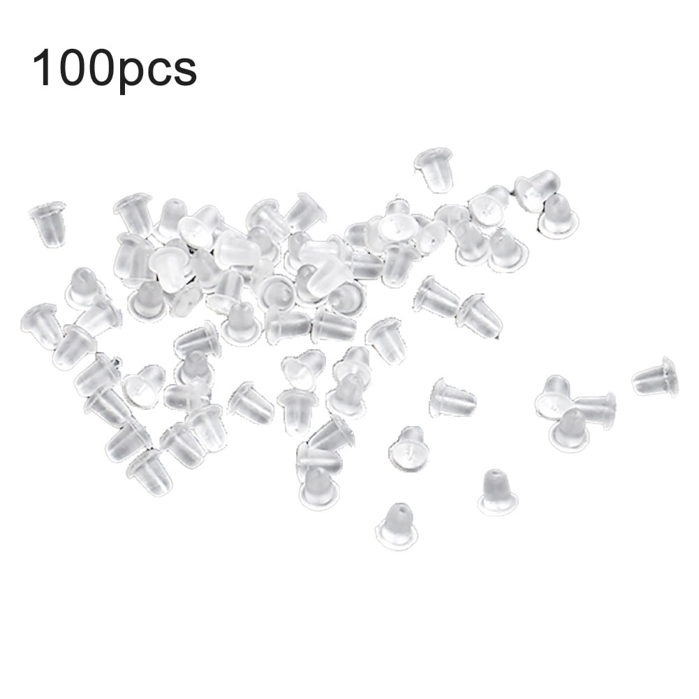 PERZOE 100Pcs Clear Soft Plastic Earring Back Stoppers Earnuts Jewelry ...