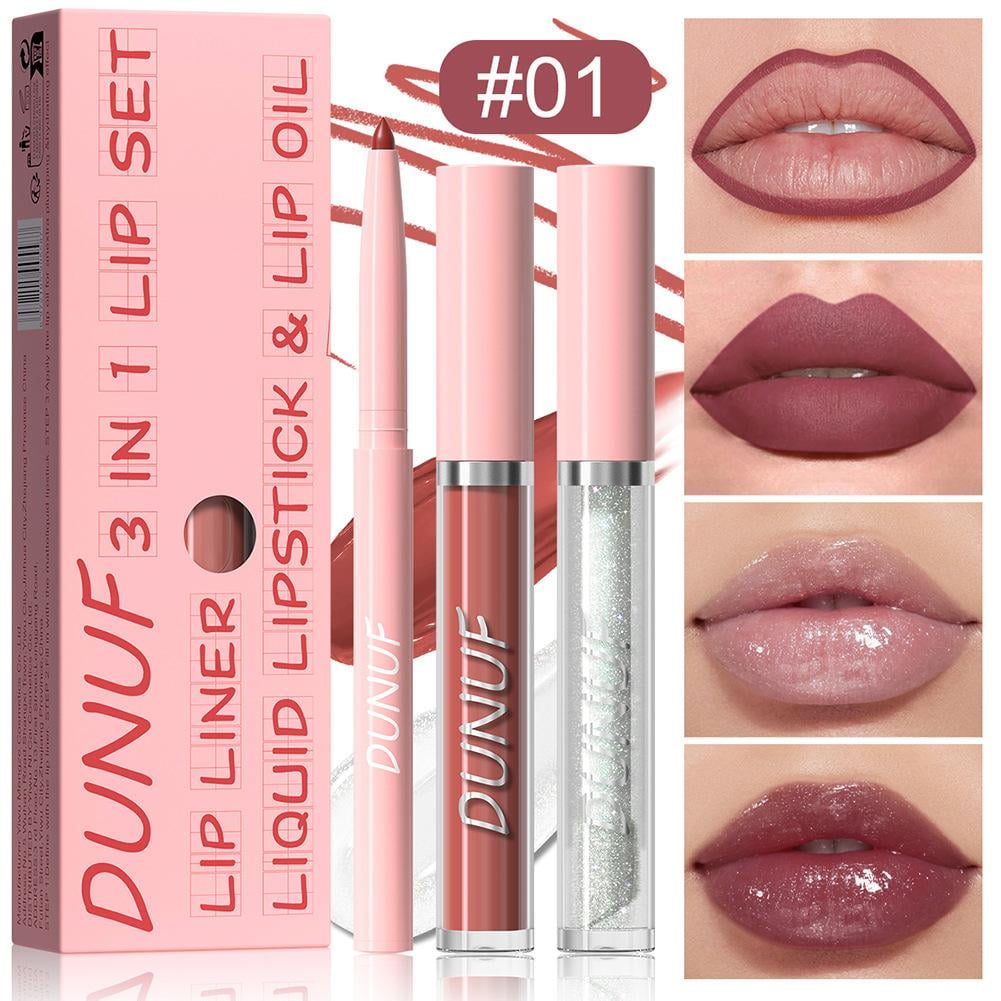 PESSLOK 3 in 1 Lip Gloss Set Lipliner & Lip Color & Lip Oil Color Sets ...