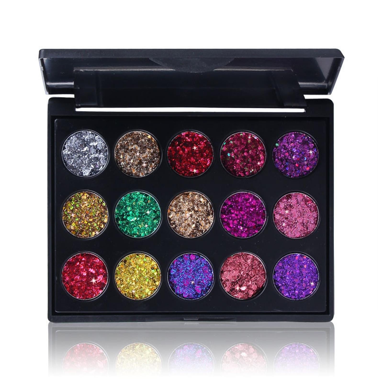 PESSLOK Matte Sequin Eyeshadow Shiny Shimmer Glitter 15 Palette ...