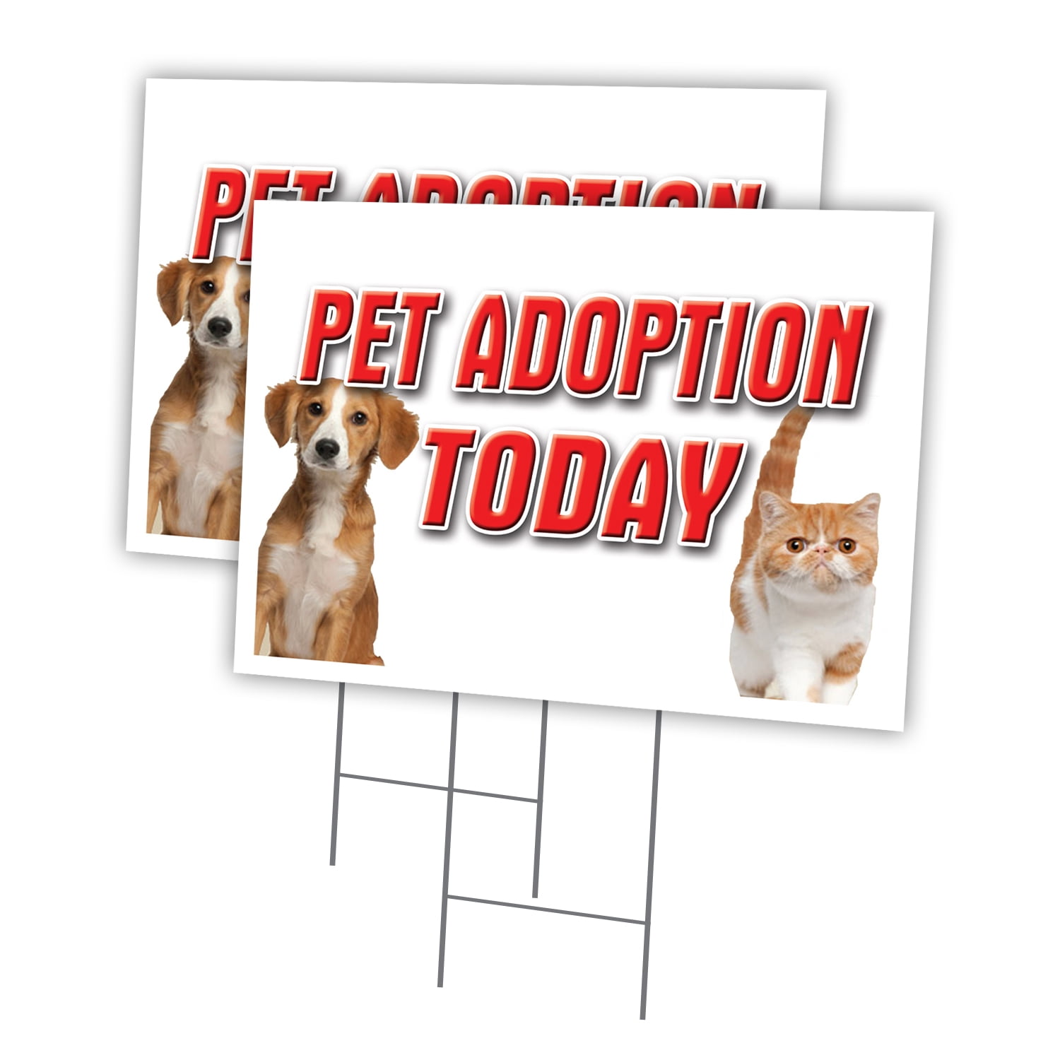 PET ADOPTION TODAY 2 Pack Of 12" x 16" Yard Sign & Stake | Advertise ...