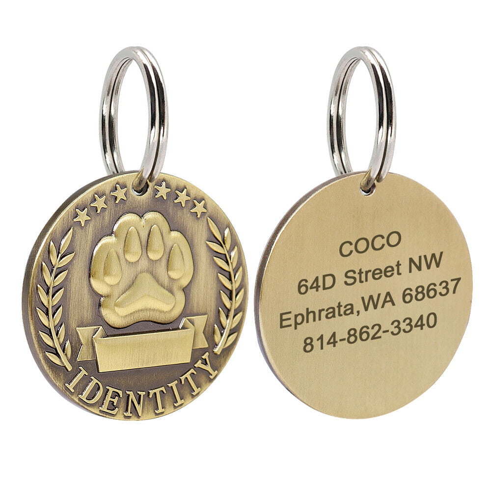 PET ARTIST BRASS DOG TAGS MILITARY PERSONALIZED CUSTOM PET NAME ID ...