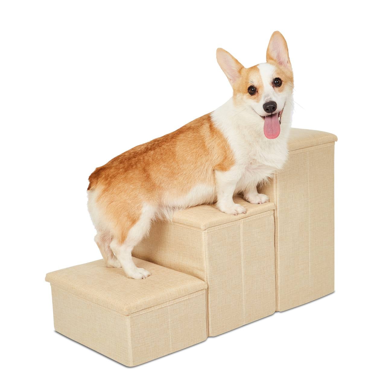 PET AWESOME Indoor Doggie Stairs with Adjustable Steps, Storage, and ...