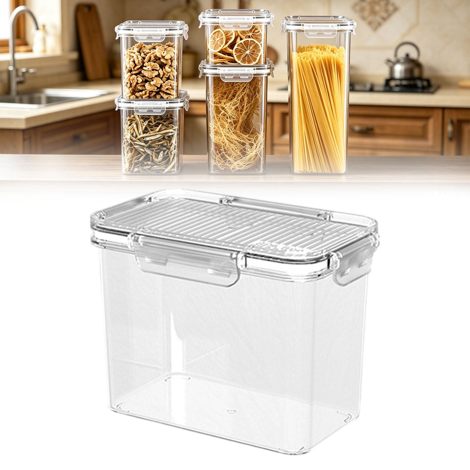 PET Airtight Storage Container, Plastic Jar with Lid Stackable ...