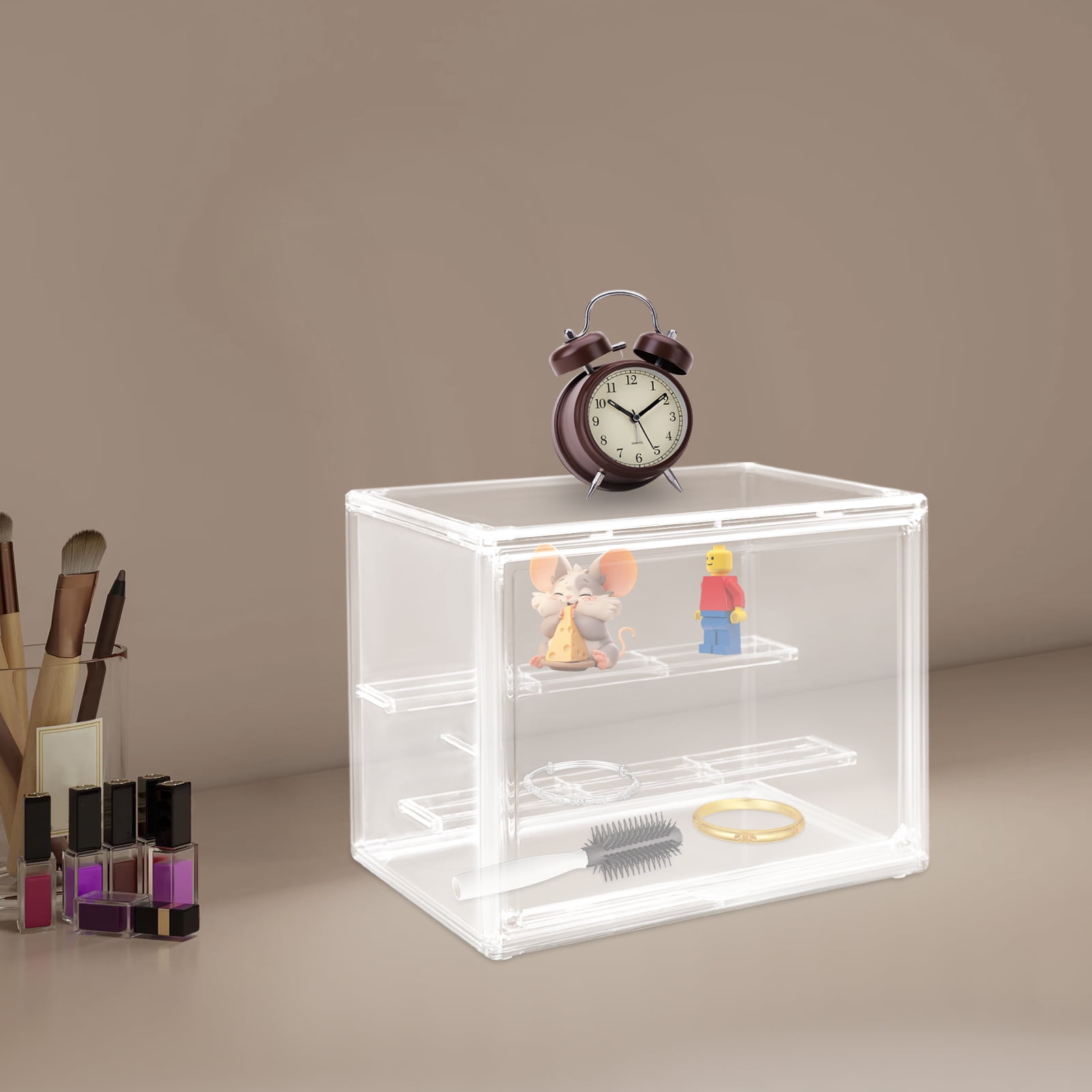 PET Clear Display Box, 10.6x7.1x8.7in Stackable Case, Magnetic Door ...