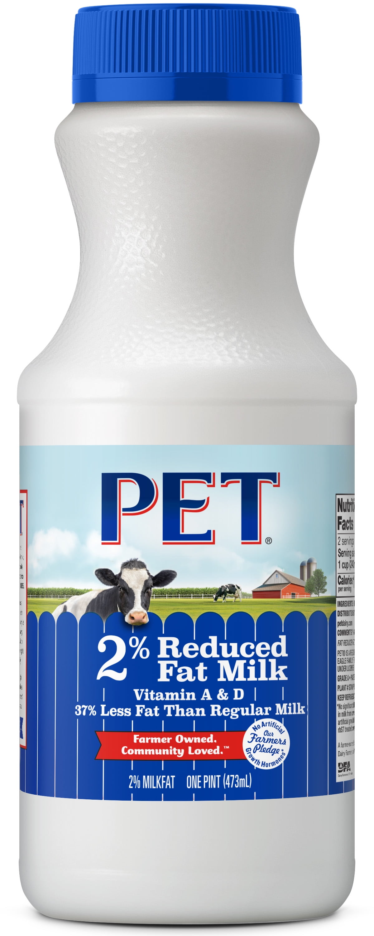 PET Dairy 2% Reduced Fat Milk - 16 fl oz - Walmart.com