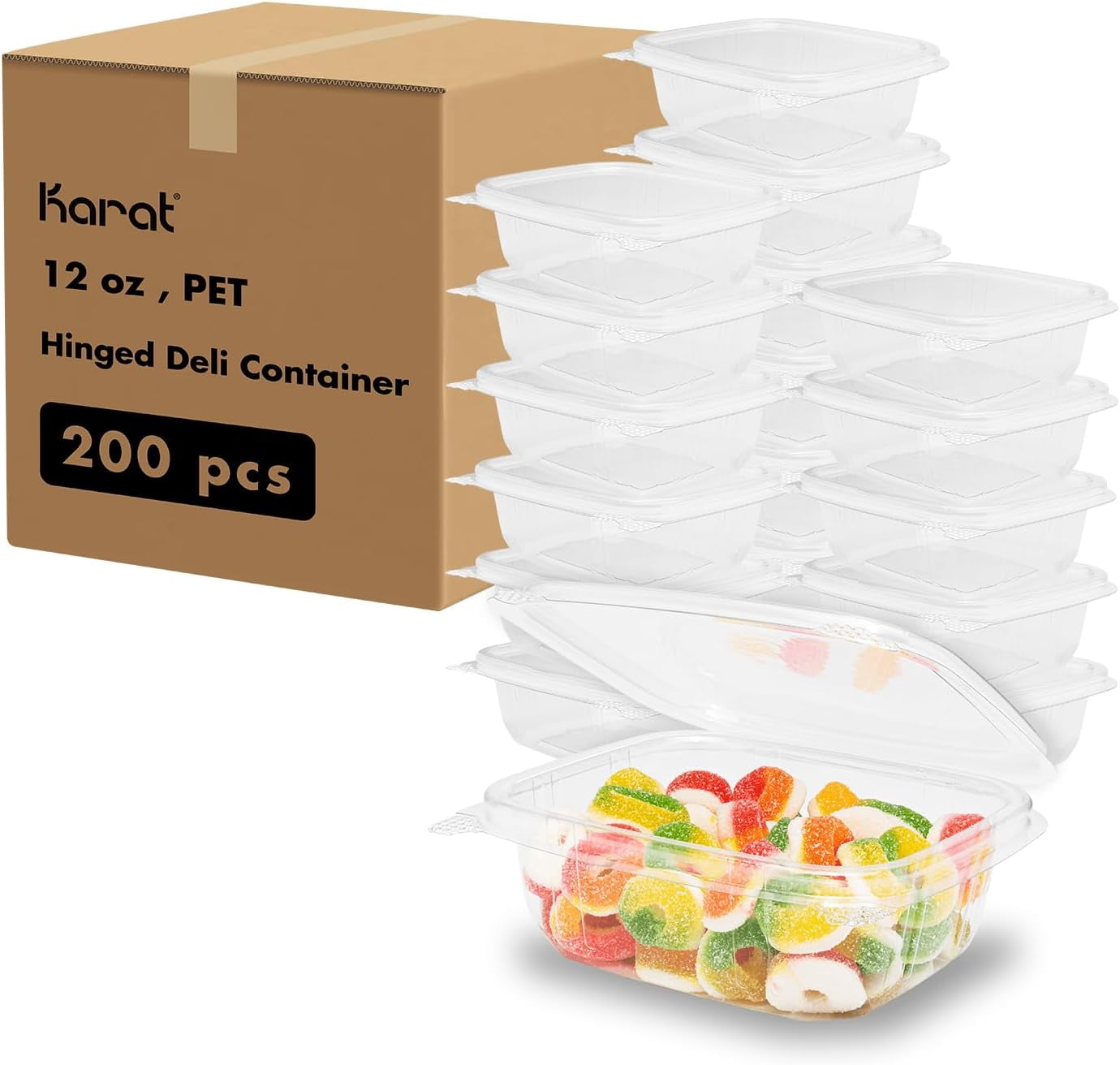 PET Hinged Deli Containers with Lids - Perfect for Pasta Salads, Fruit ...