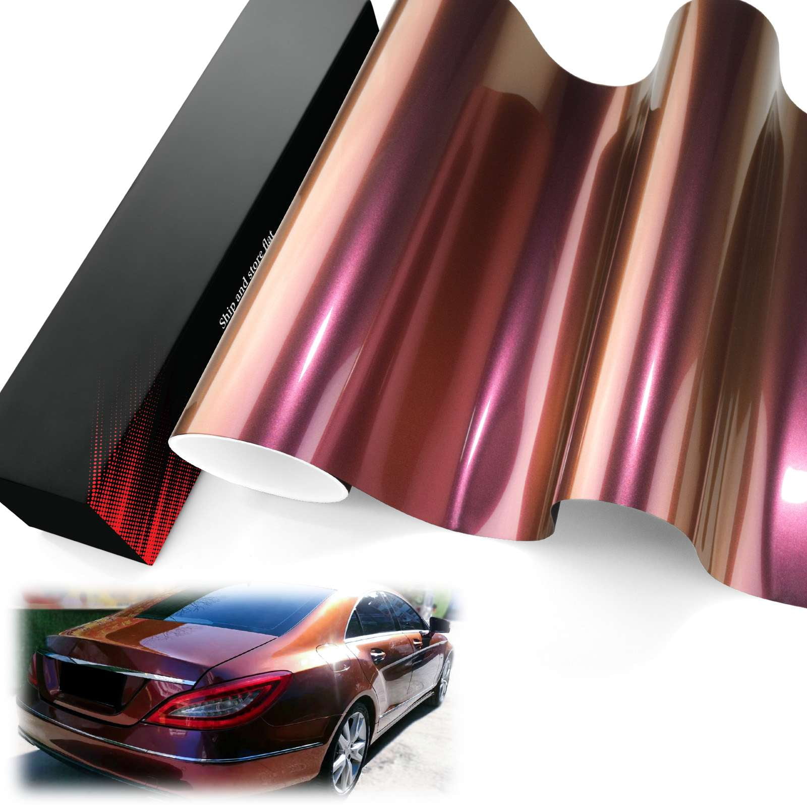 PET Liner Vinyl Super Gloss Metallic Burgundy Automotive Wrap Car ...