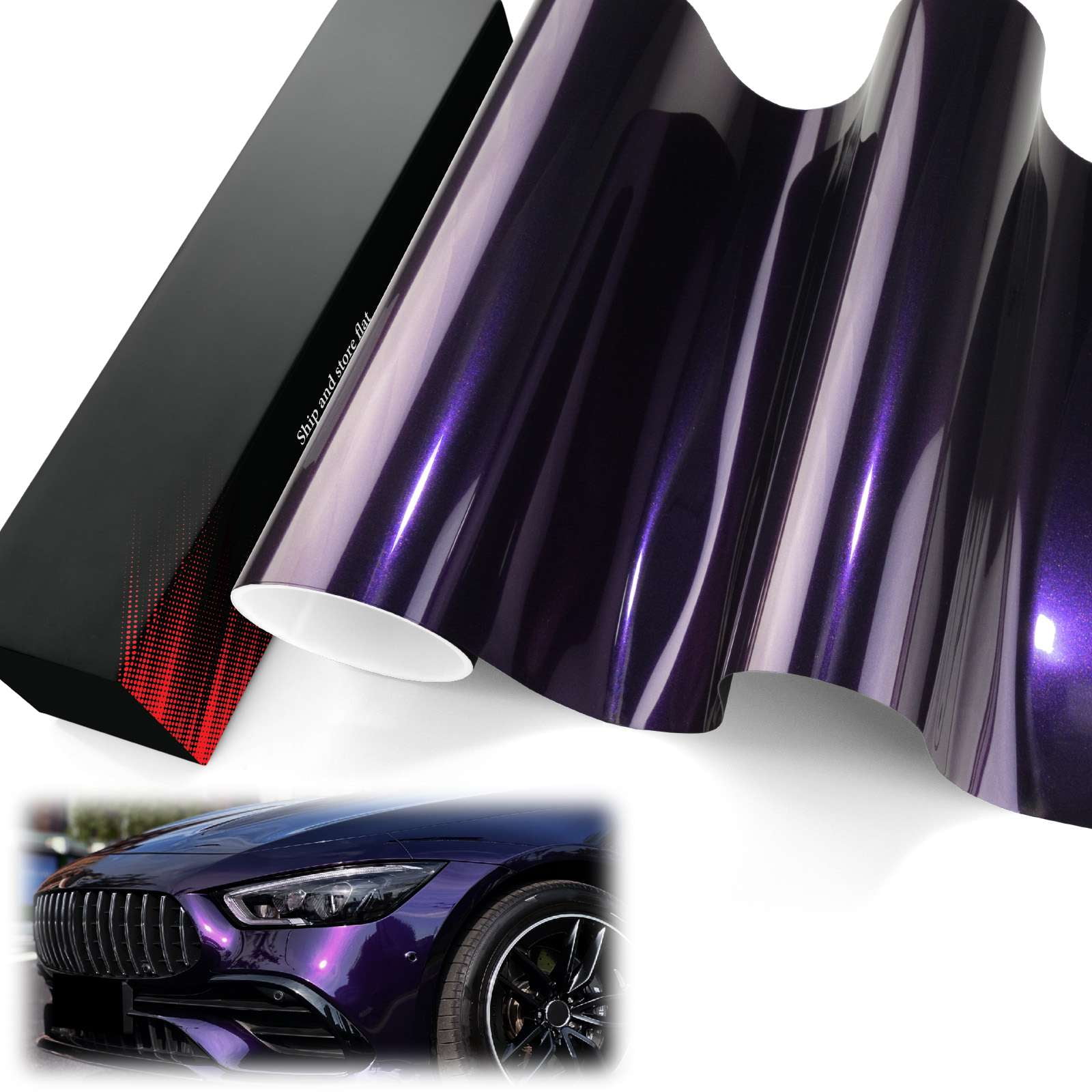 PET Liner Vinyl Super Gloss Metallic Devil Purple Automotive Wrap Car ...