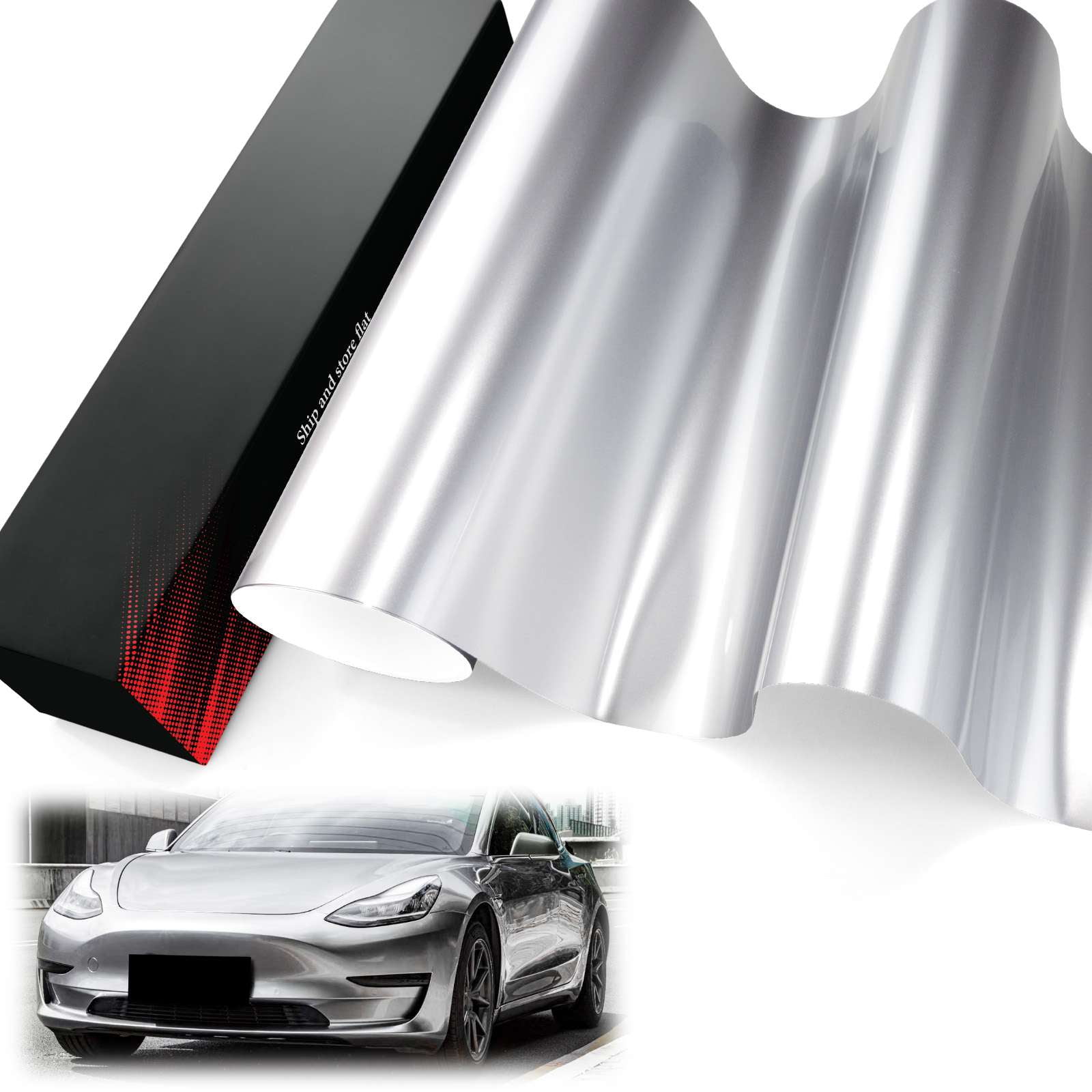 PET Liner Vinyl Super Gloss Metallic GT Silver Automotive Wrap Car ...
