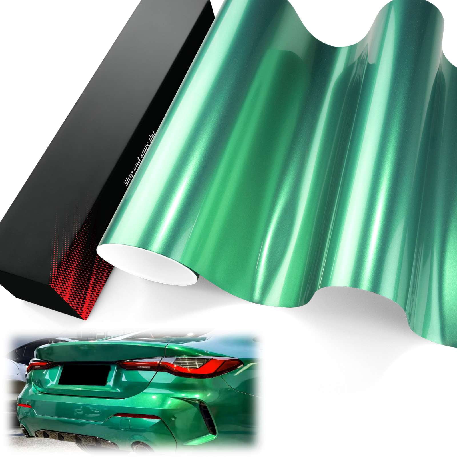 PET Liner Vinyl Super Gloss Metallic Isle Green Automotive Wrap Car ...