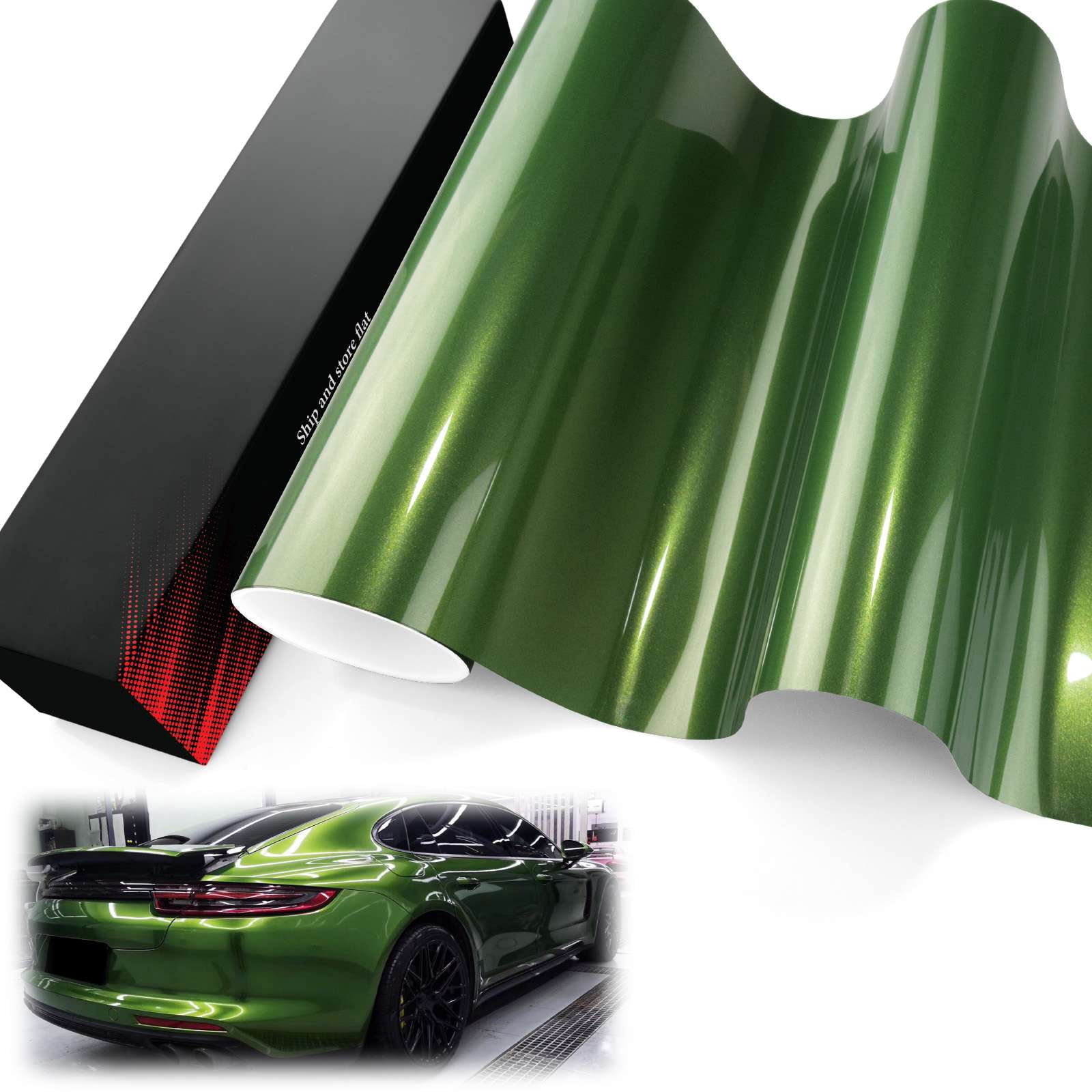 PET Liner Vinyl Super Gloss Metallic Mamba Green Automotive Wrap Car ...