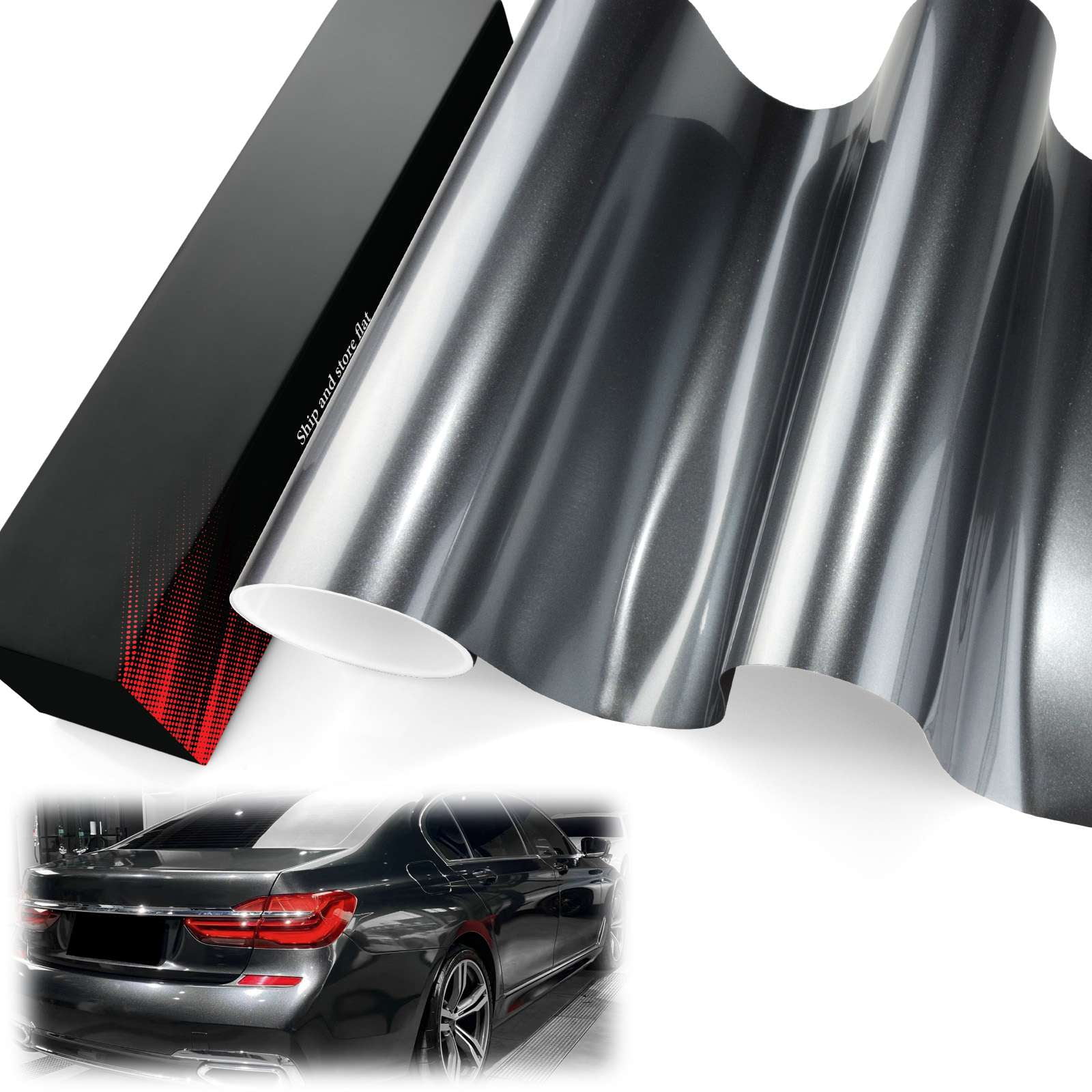 PET Liner Vinyl Super Gloss Metallic Shadow Gray Automotive Wrap Car ...