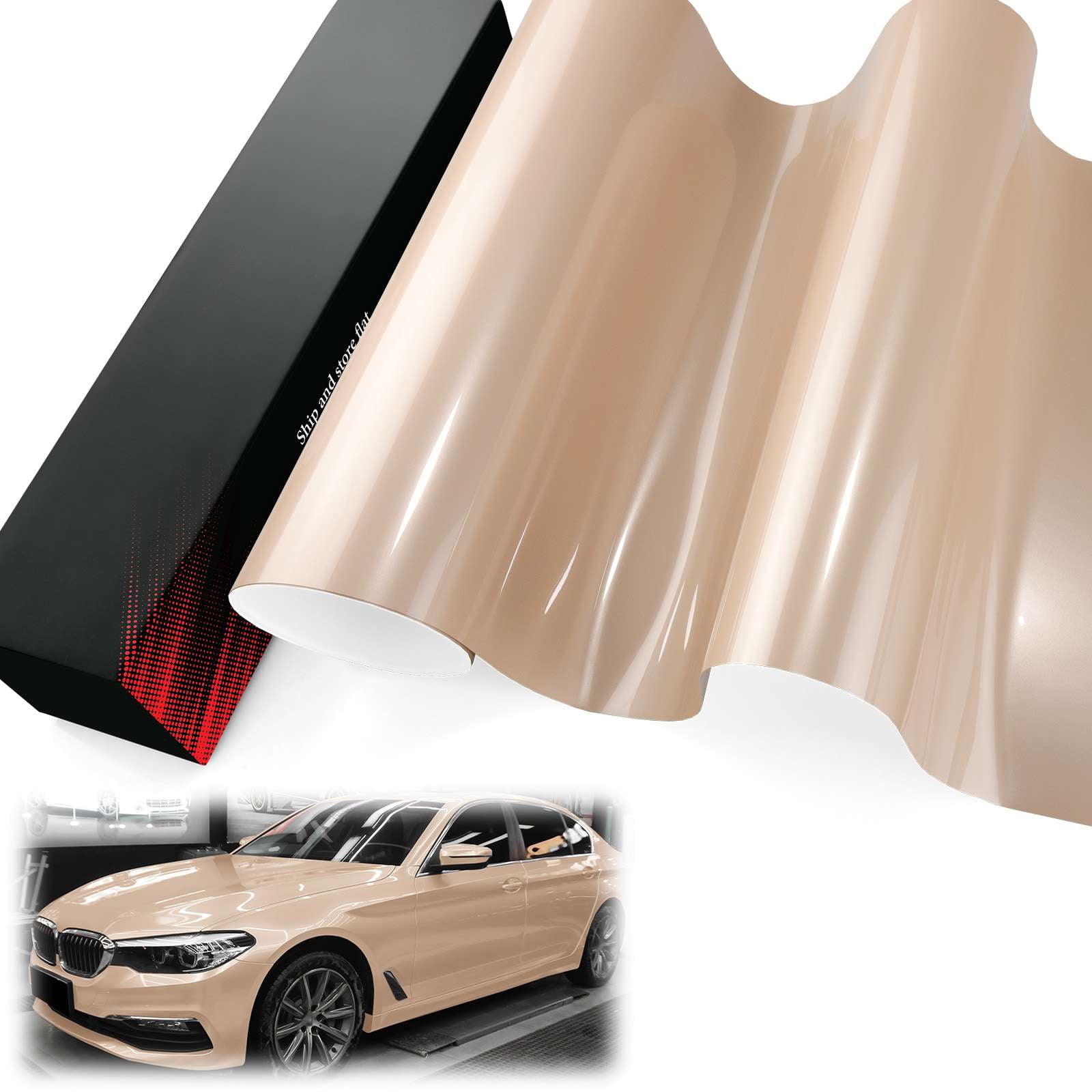 PET Liner Vinyl Super Gloss Pearlescent Almond Gold Automotive Wrap Car ...