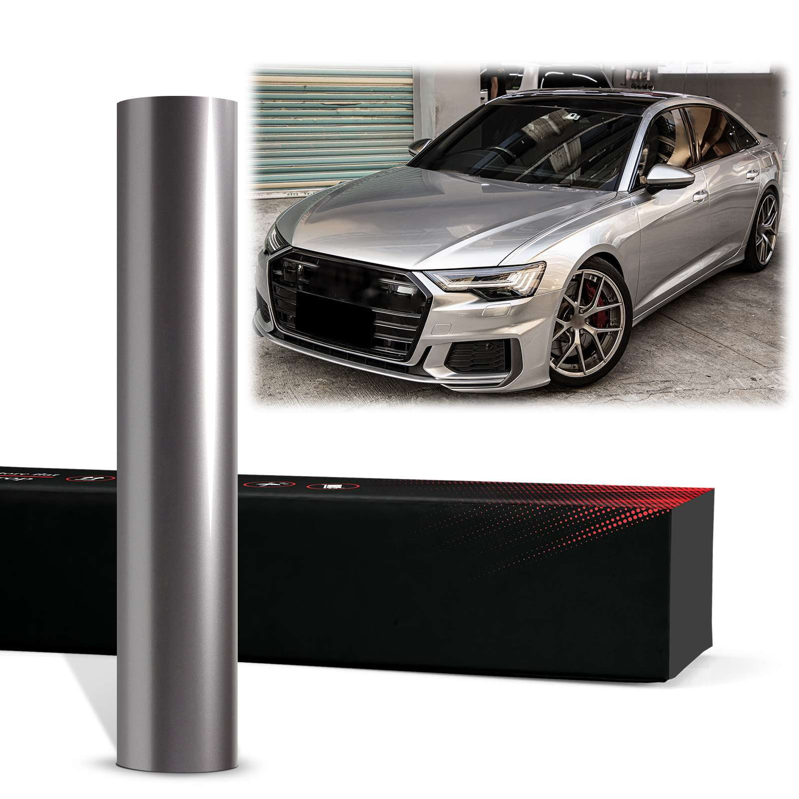 PET Liquid Metallic Chrome Silver Gloss Vinyl Wrap Auto Car Sticker ...