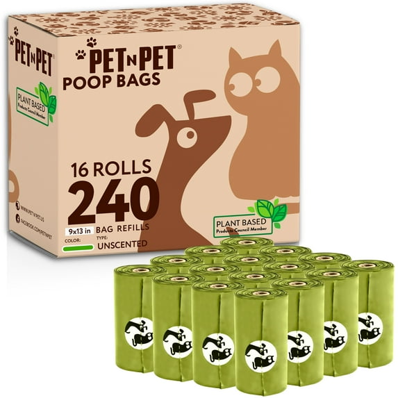 Pet N Pet Poop Bags 240 Count, Leak-Proof, Easy Tear, 9x13 Inches ...