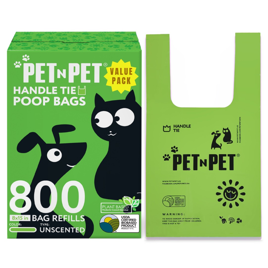 Pet N Pet Dog Poop Bags with Tie Handles 4 Pack, Leak-Resistant, 8 x 15 ...