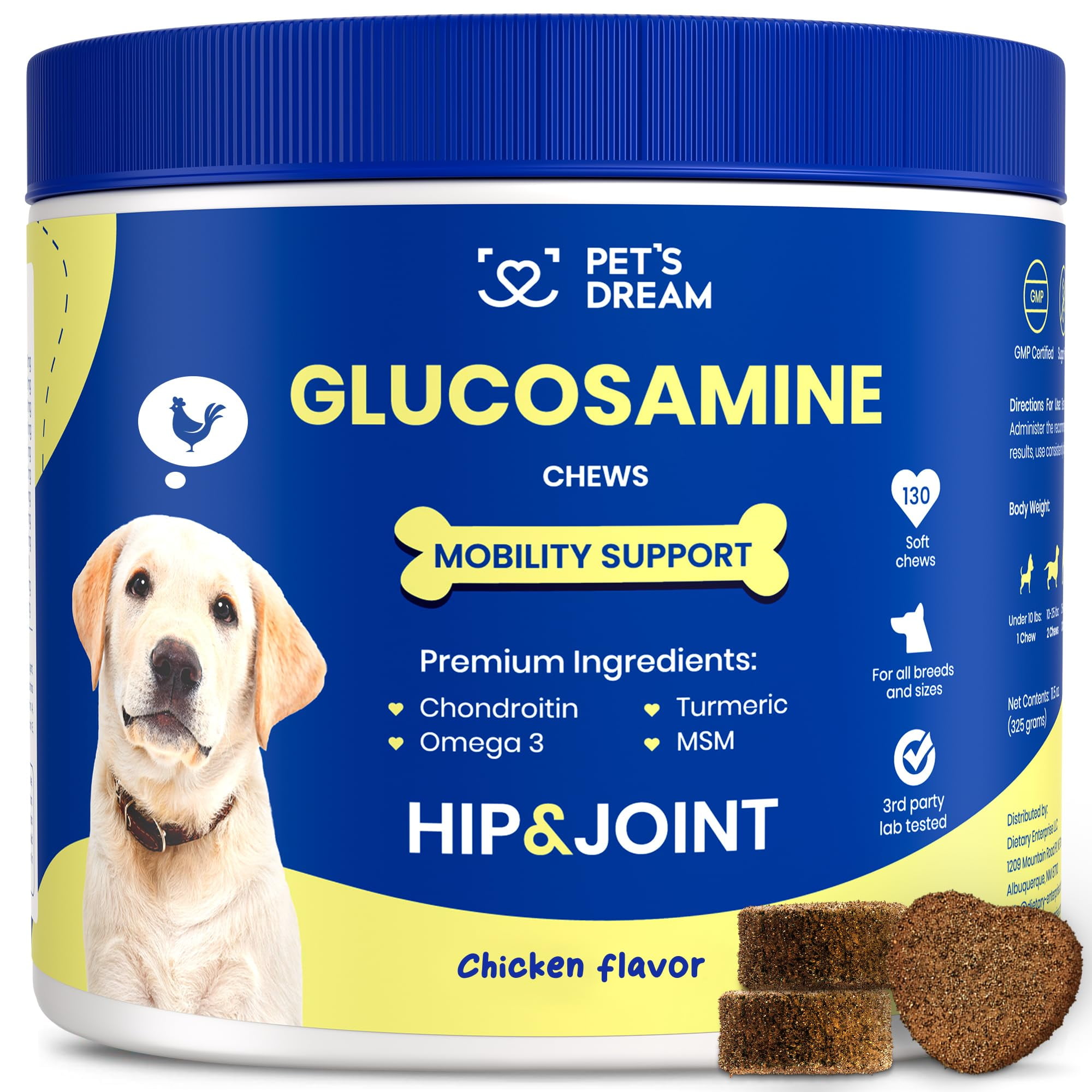 PET'S DREAM Hip and SAF21 Joint Glucosamine for Dogs, Joint Support ...